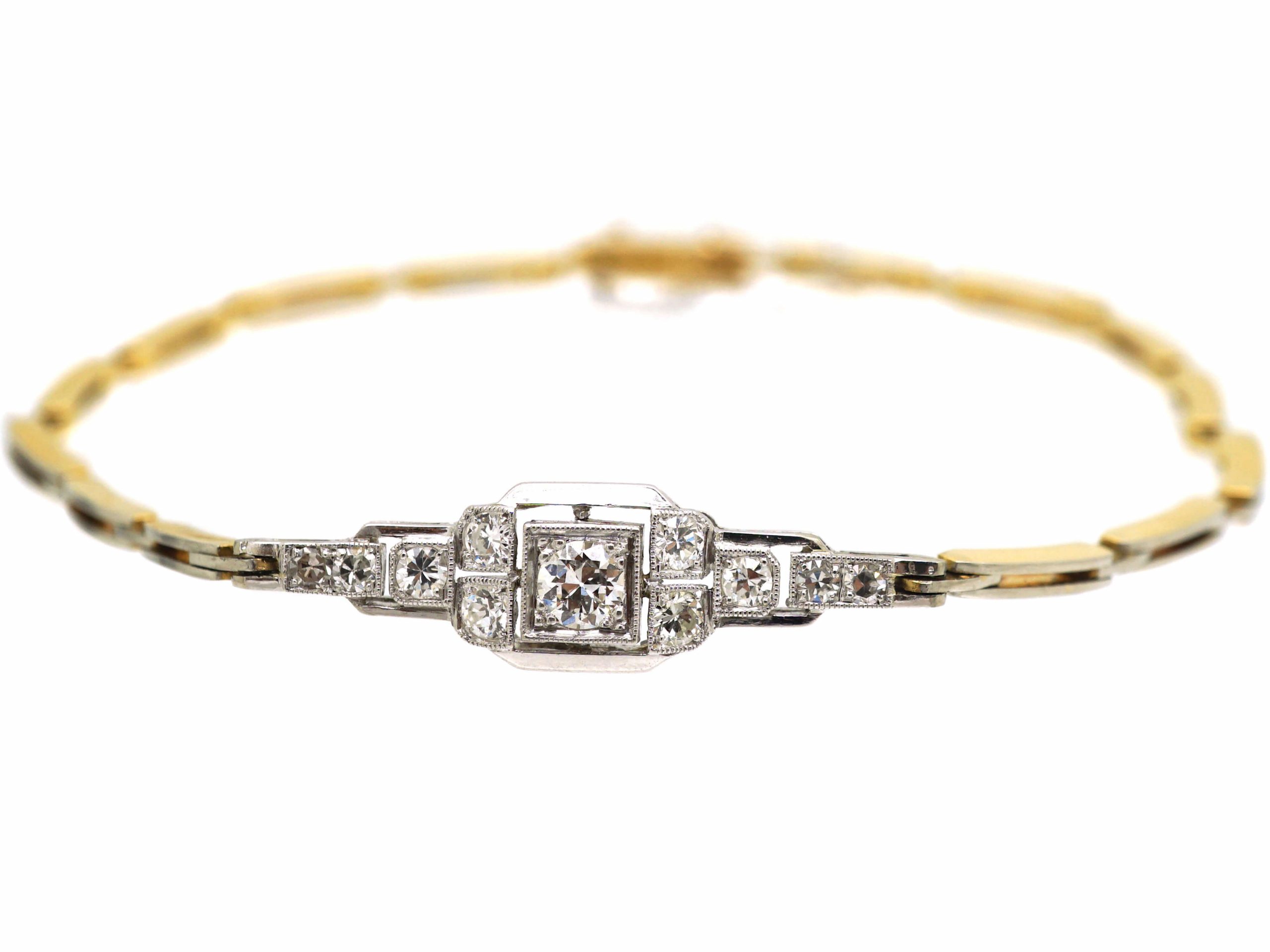 Art Deco 18ct Gold & Platinum, Diamond Bracelet (825T) | The Antique ...