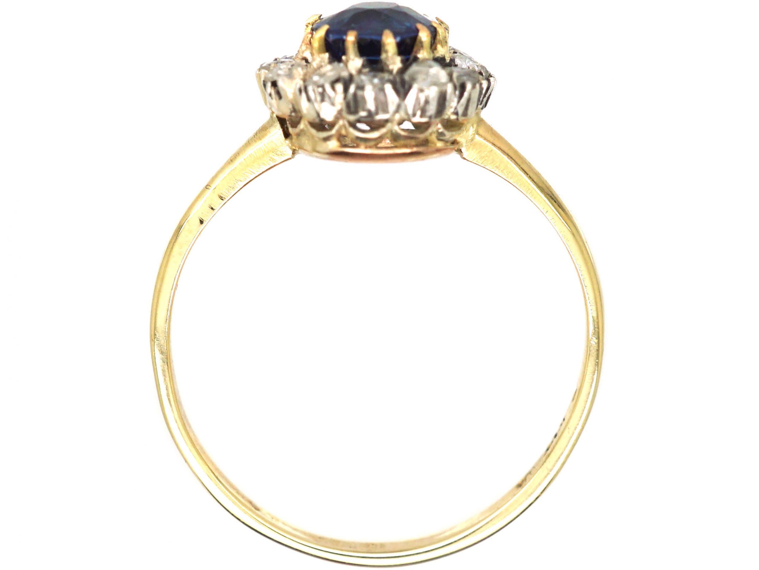Edwardian 10ct Gold, Sapphire & Rose Diamond Cluster Ring (863T) | The ...