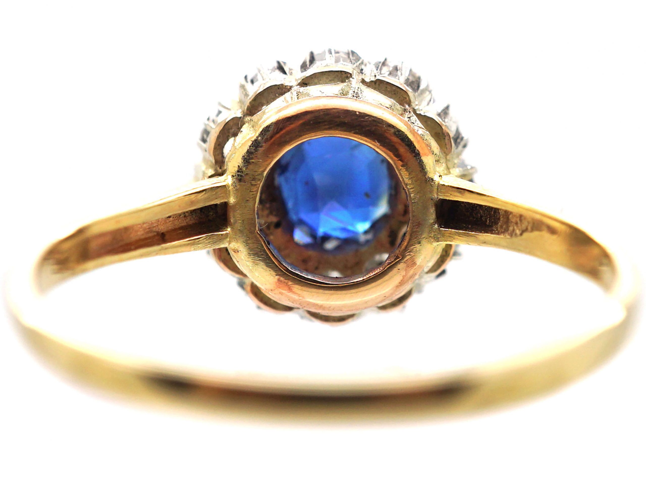 Edwardian 10ct Gold, Sapphire & Rose Diamond Cluster Ring (863T) | The ...