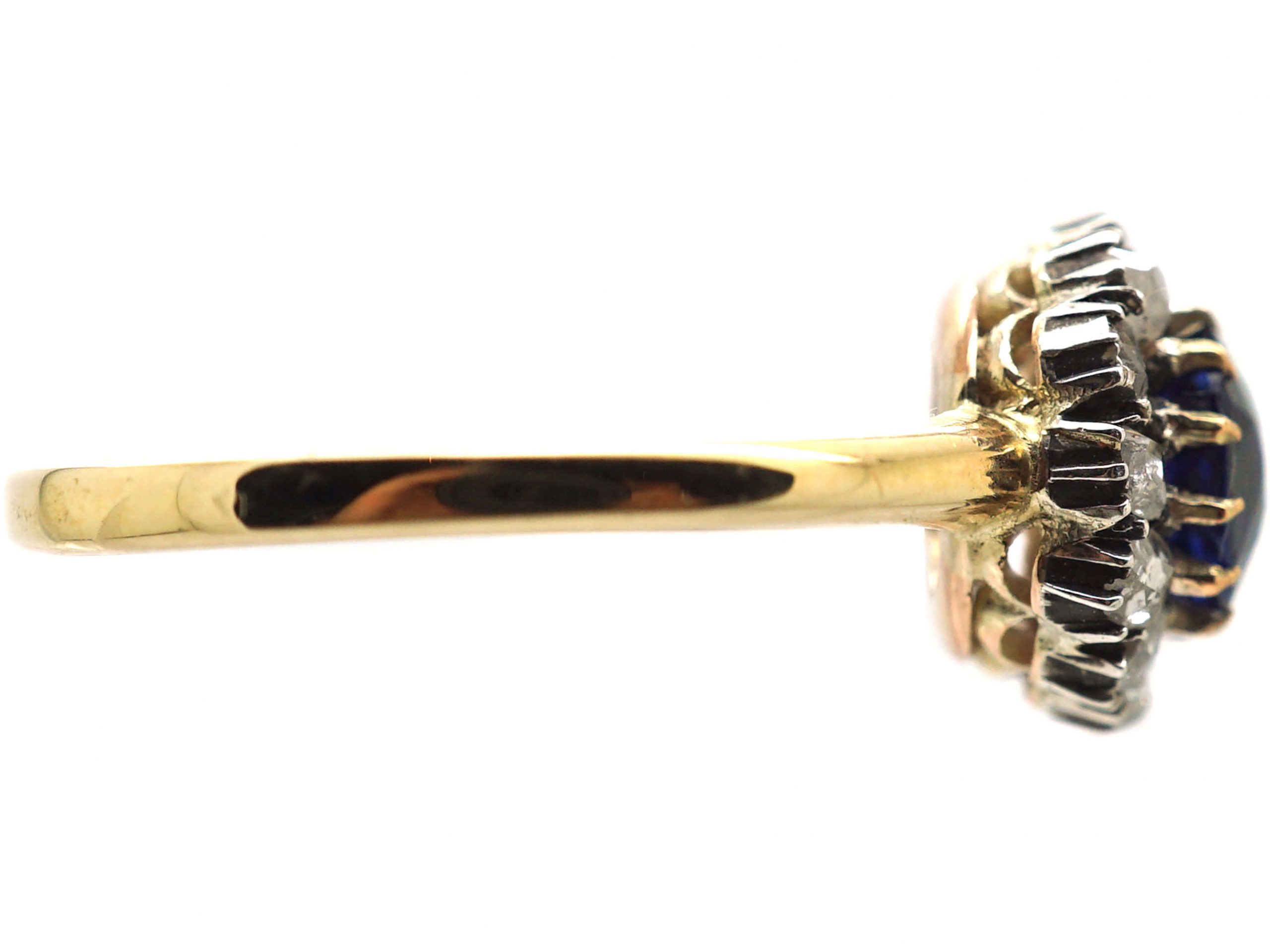 Edwardian 10ct Gold, Sapphire & Rose Diamond Cluster Ring (863T) | The ...