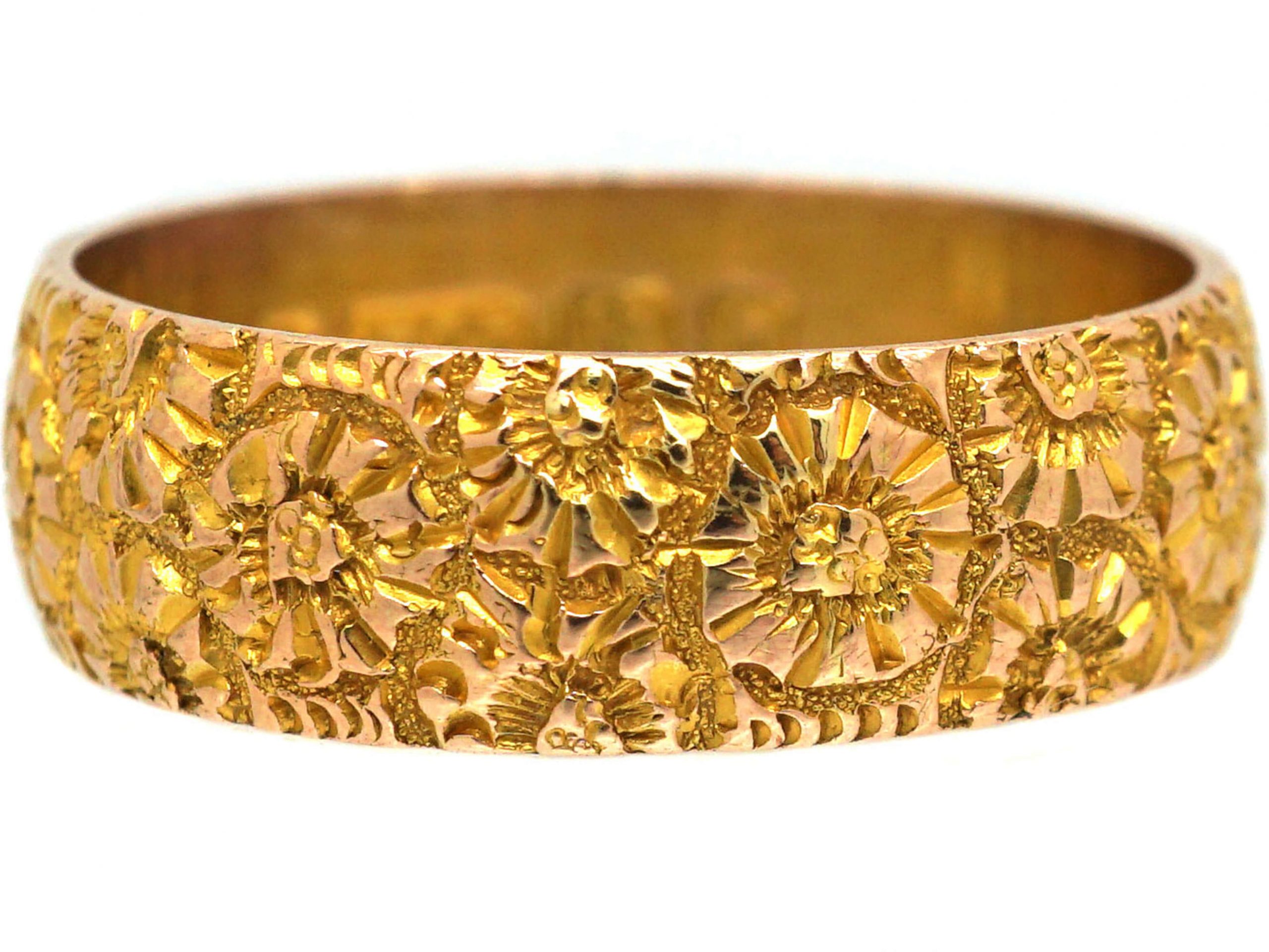 Edwardian 9ct Gold Wedding Ring with Orange Blossom Motifs (895T) | The ...