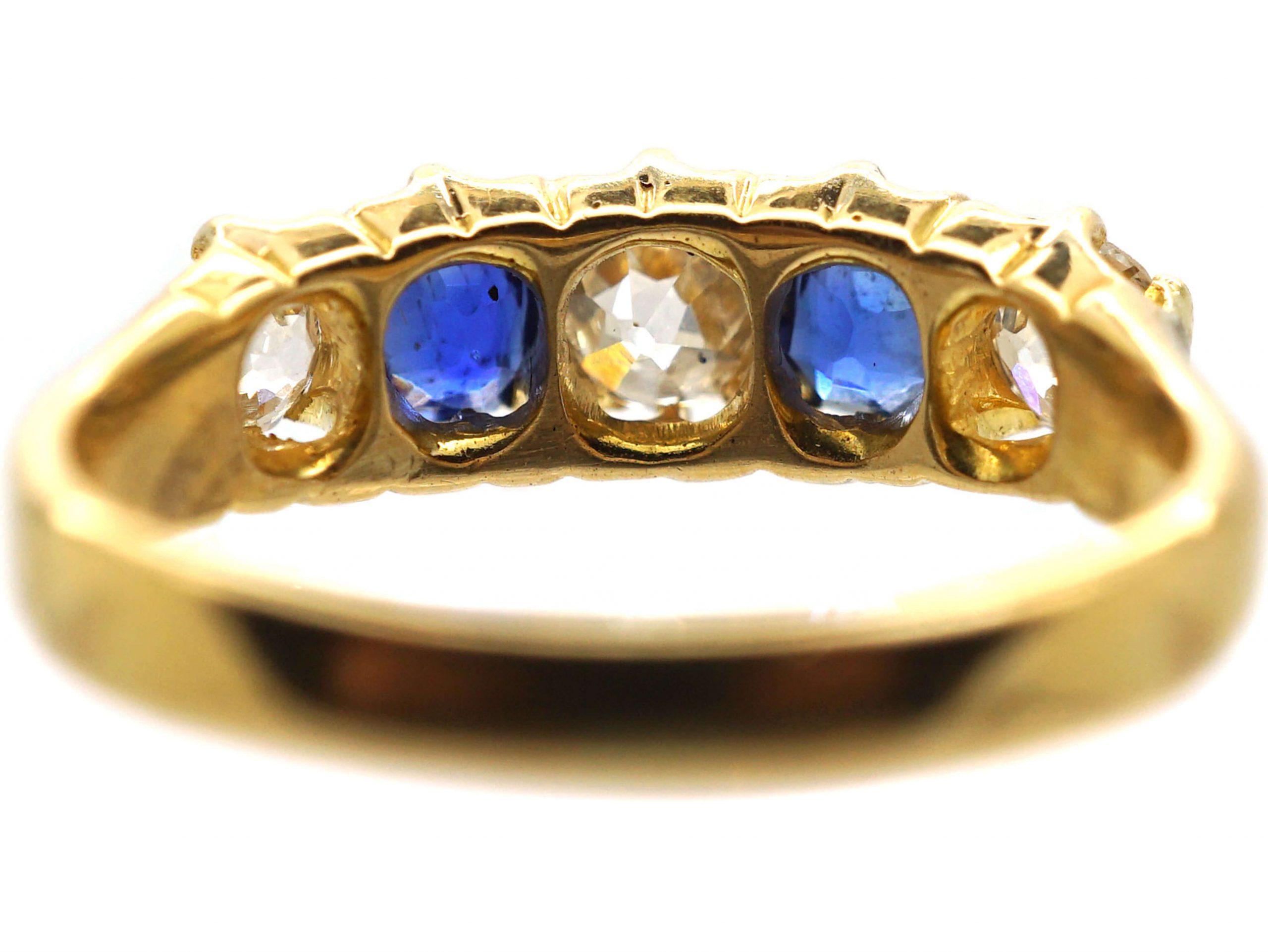 Edwardian 18ct Gold, Sapphire & Diamond Five Stone Ring (899T) | The ...