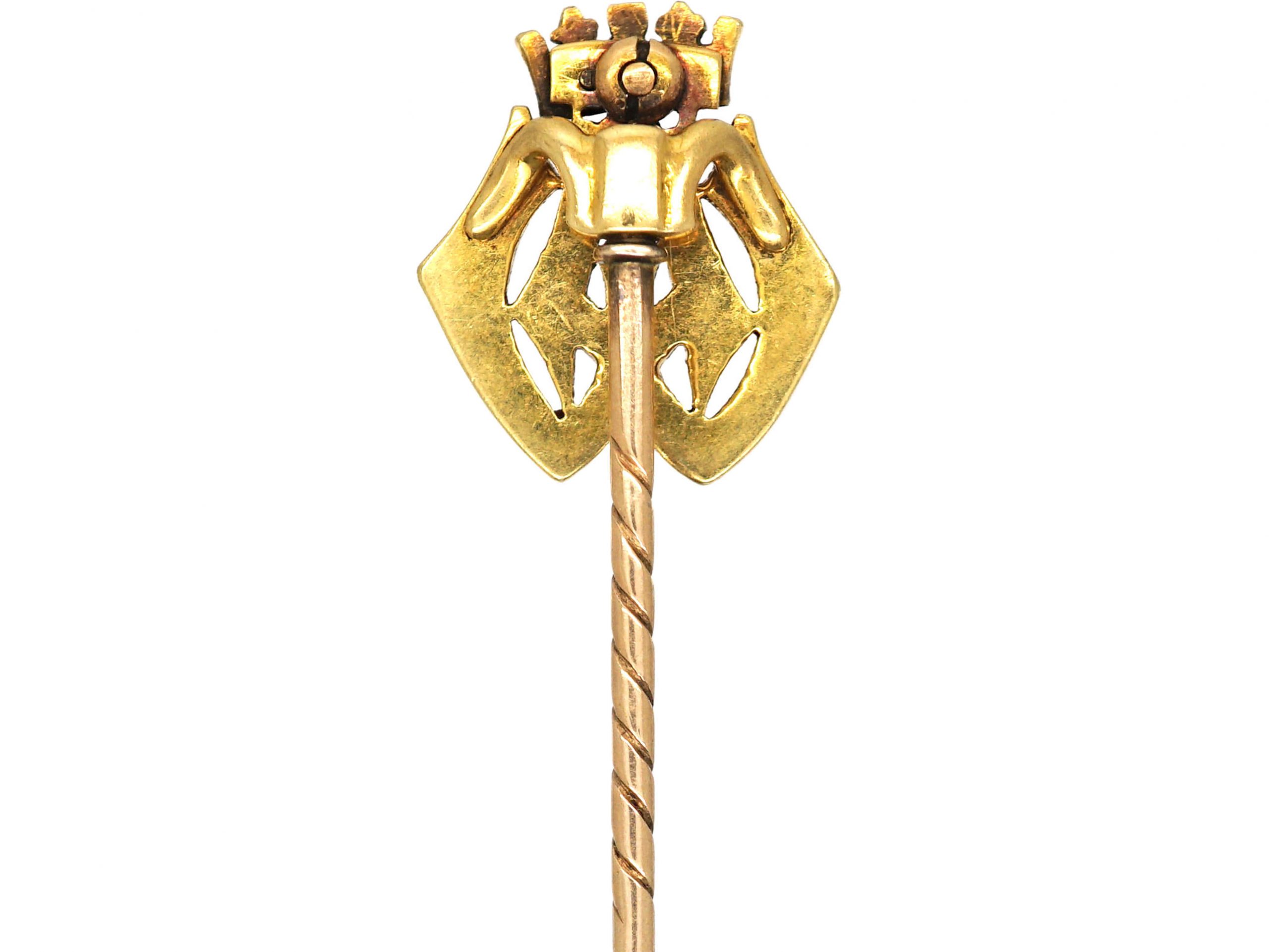 Victorian 18ct Gold Coronet & Monogram Tie Pin that Belonged to the 4th ...