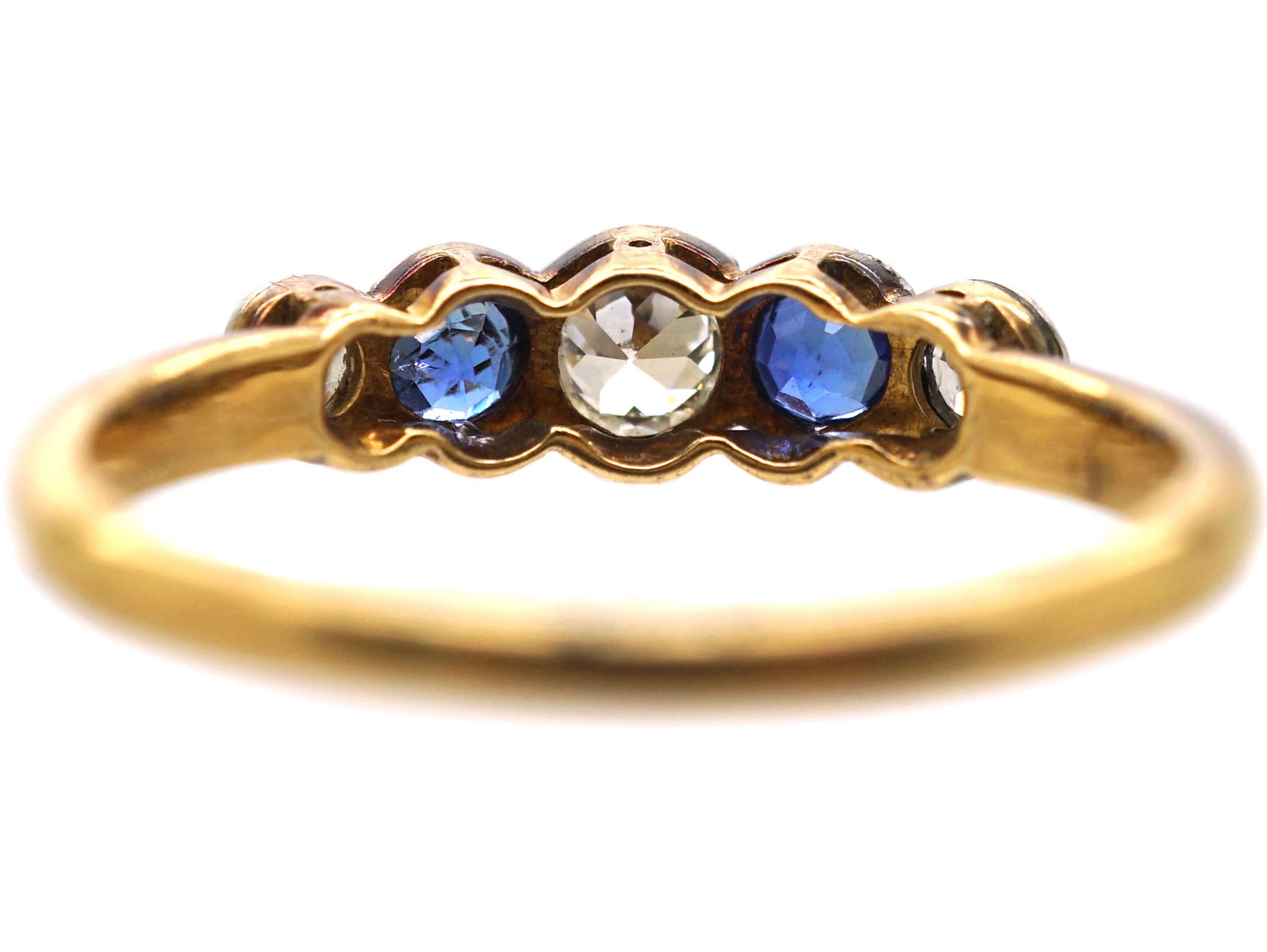 Early 20th Century 18ct Gold & Platinum, Sapphire & Diamond Five Stone ...
