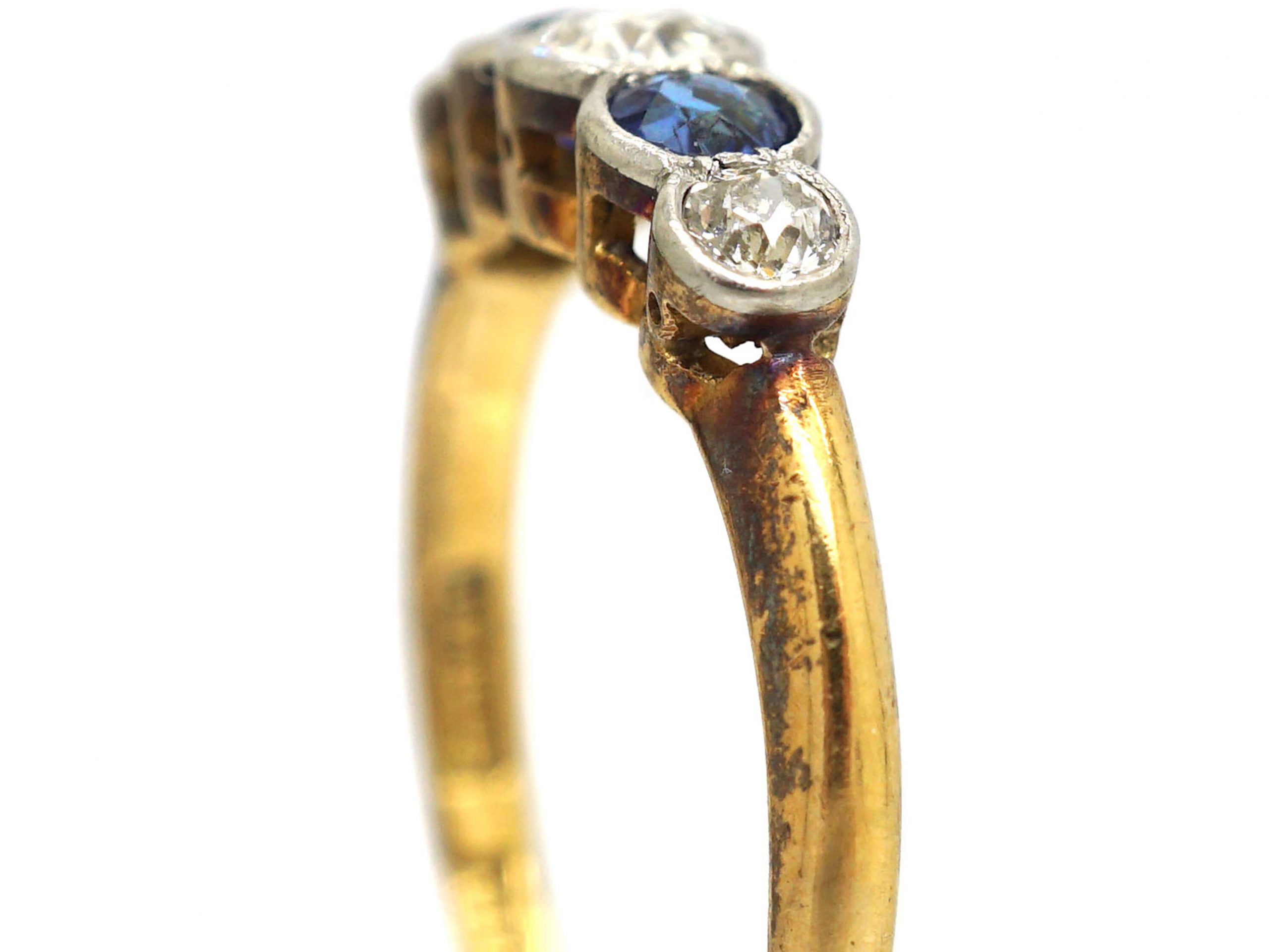 Early 20th Century 18ct Gold & Platinum, Sapphire & Diamond Five Stone ...