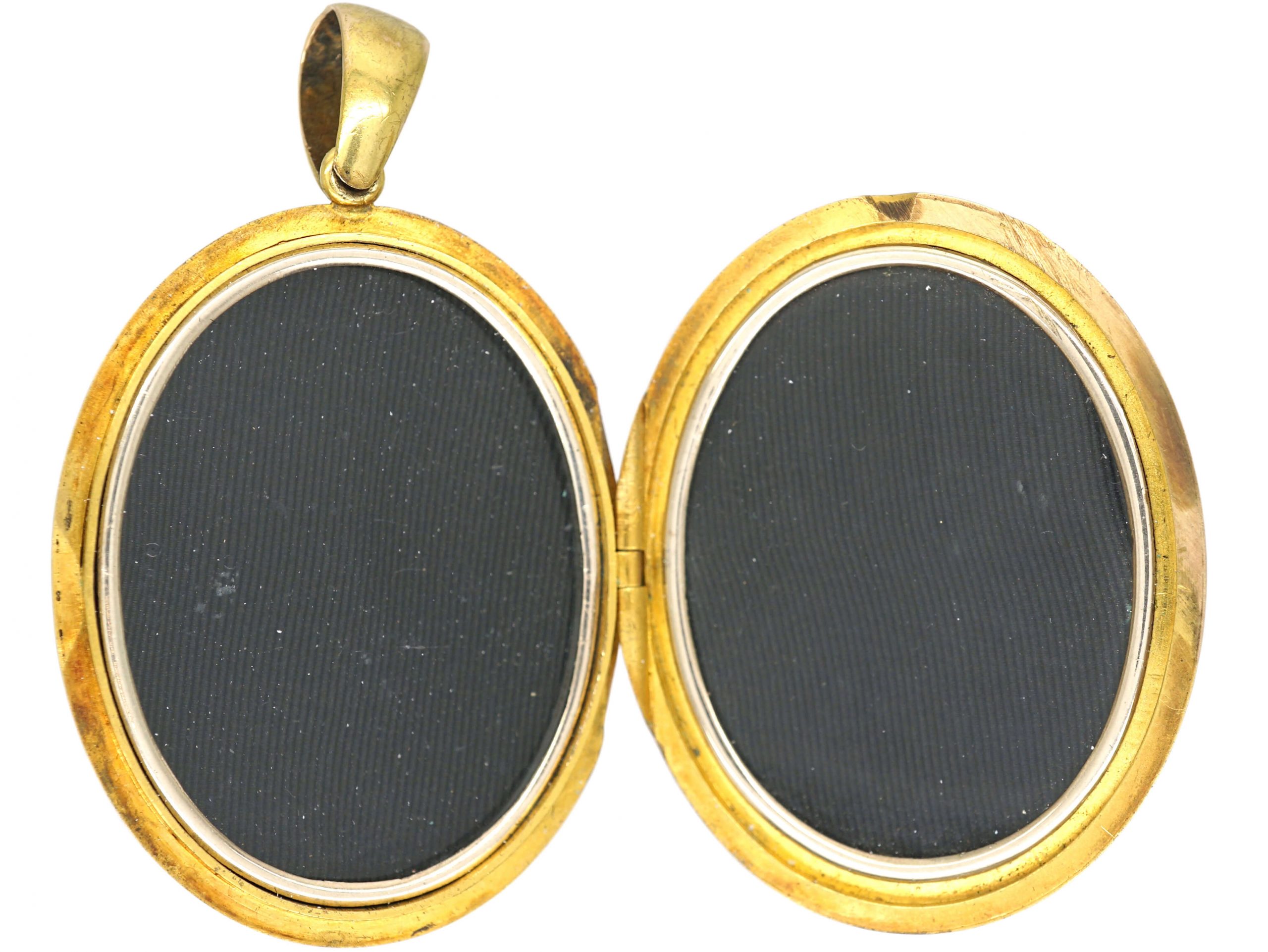 Victorian 18ct Gold Locket with Star Motif set with Natural Split ...