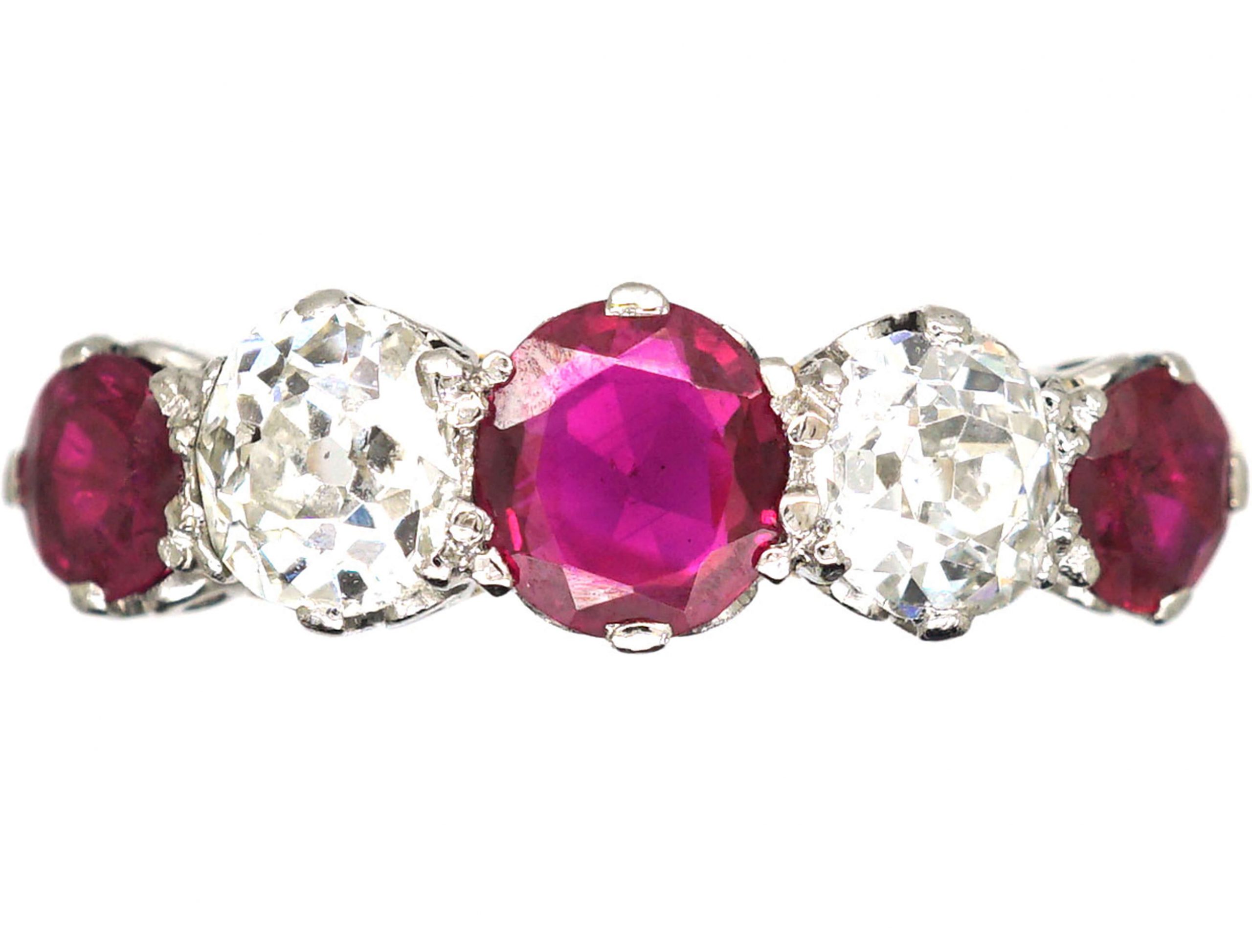 Early 20th Century Ruby & Diamond Five Stone Ring (949T) | The Antique ...