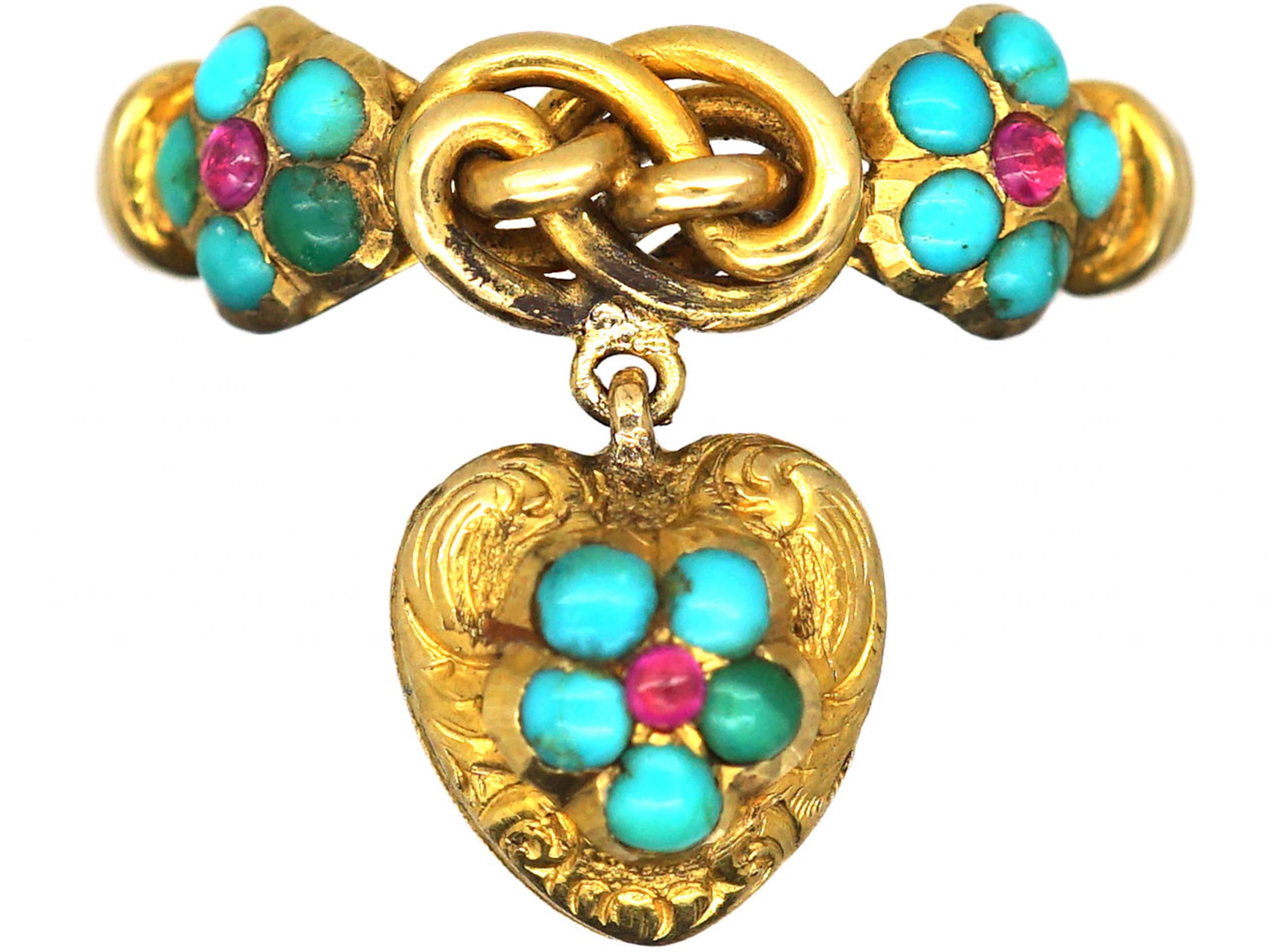 Regency 15ct Gold Knot & Heart Ring set with Rubies & Turquoise (786T ...