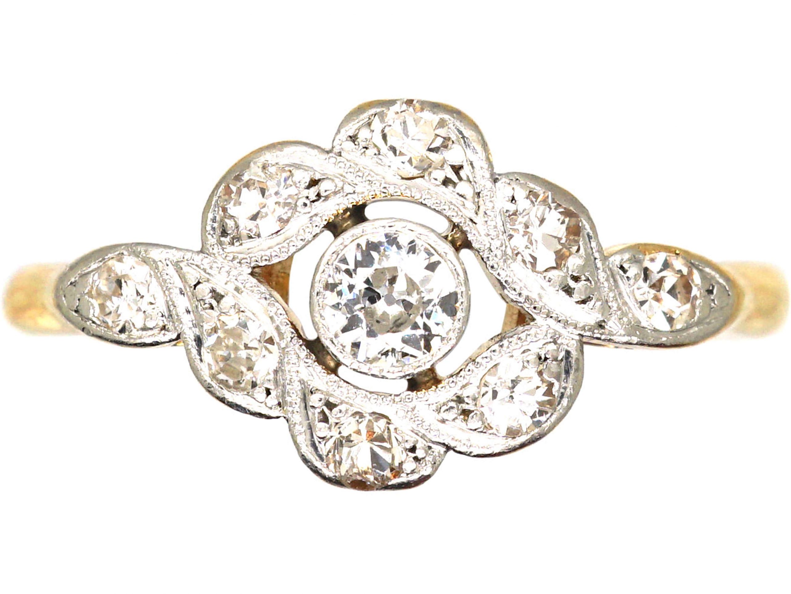 Edwardian 18ct Gold & Platinum, Diamond Open Cluster Ring (978T) | The ...