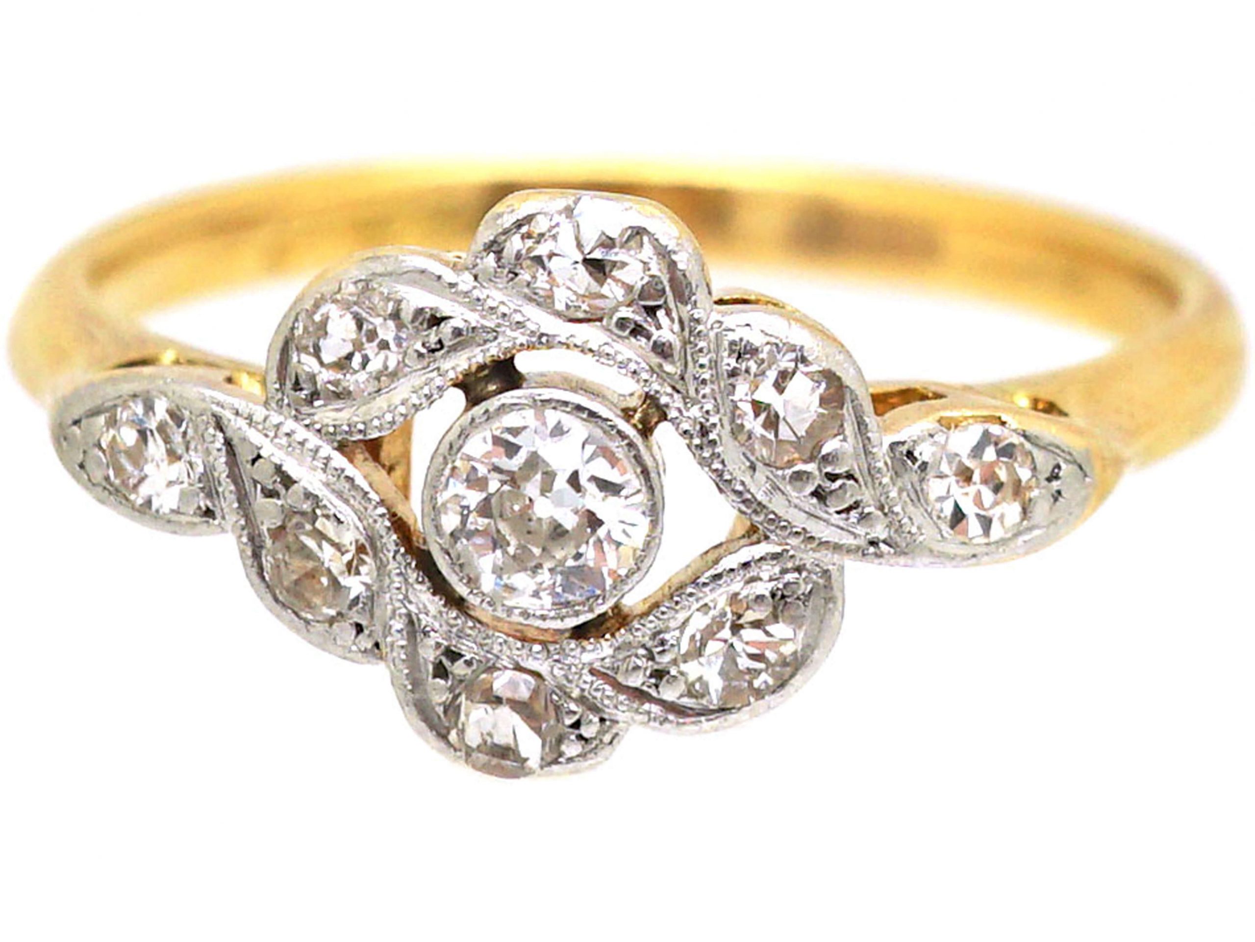 Edwardian 18ct Gold & Platinum, Diamond Open Cluster Ring (978T) | The ...