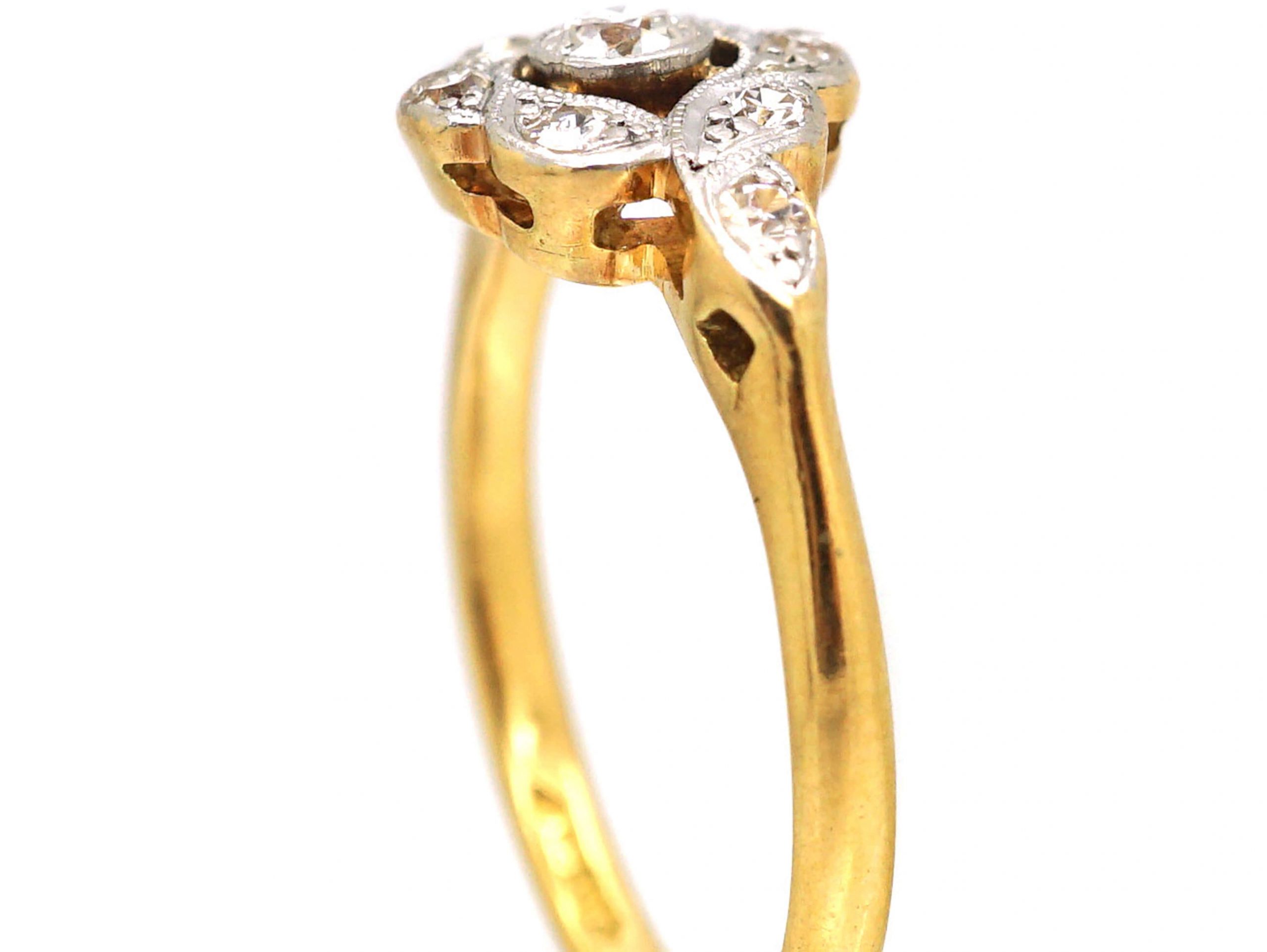 Edwardian 18ct Gold & Platinum, Diamond Open Cluster Ring (978T) | The ...