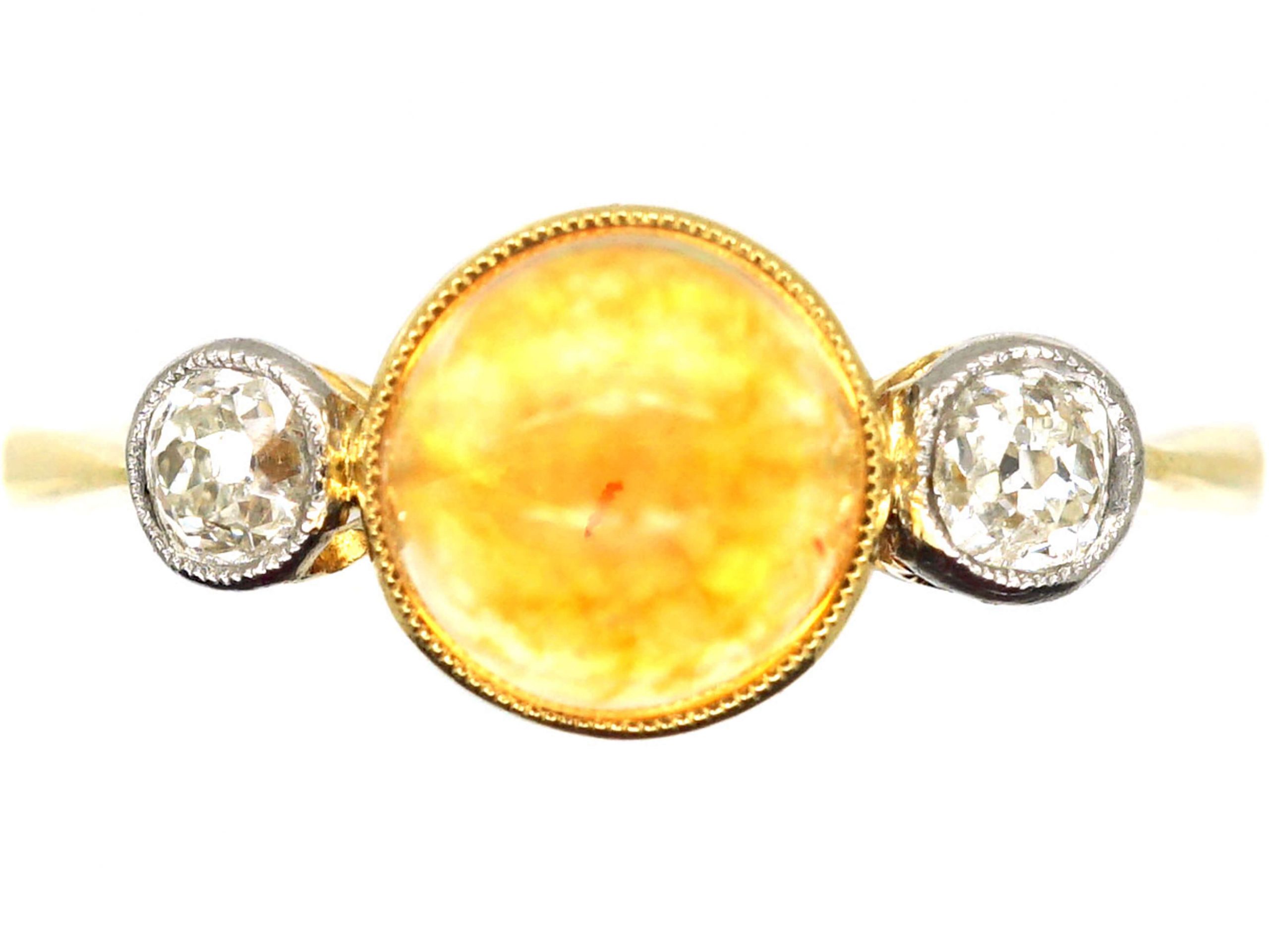 Art Deco 18ct Gold & Platinum, Jelly Opal & Diamond Ring (970T) | The ...