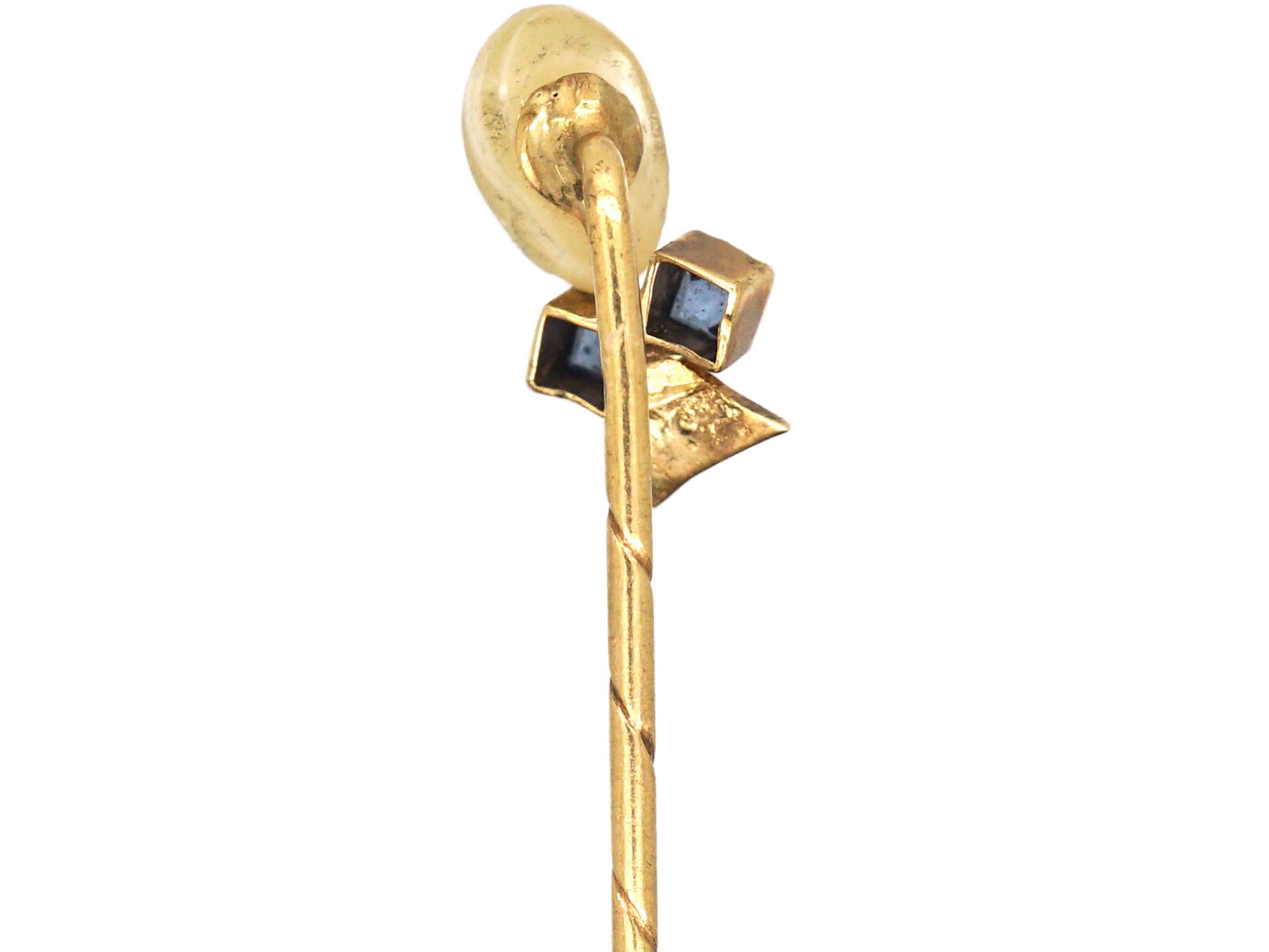 Edwardian Gold, Blister Pearl & Sapphire Tie Pin (689T) | The Antique ...