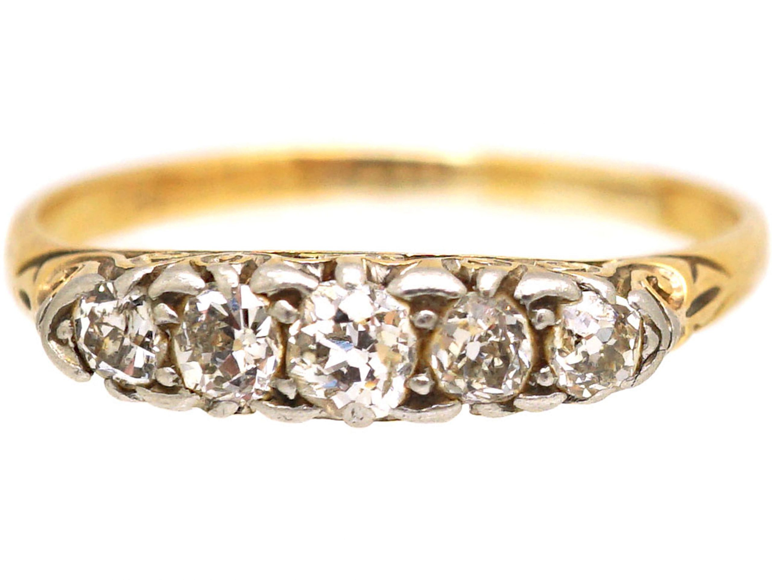 Edwardian 18ct Gold, Five Stone Old Mine Cut Diamond Ring (907T) | The ...