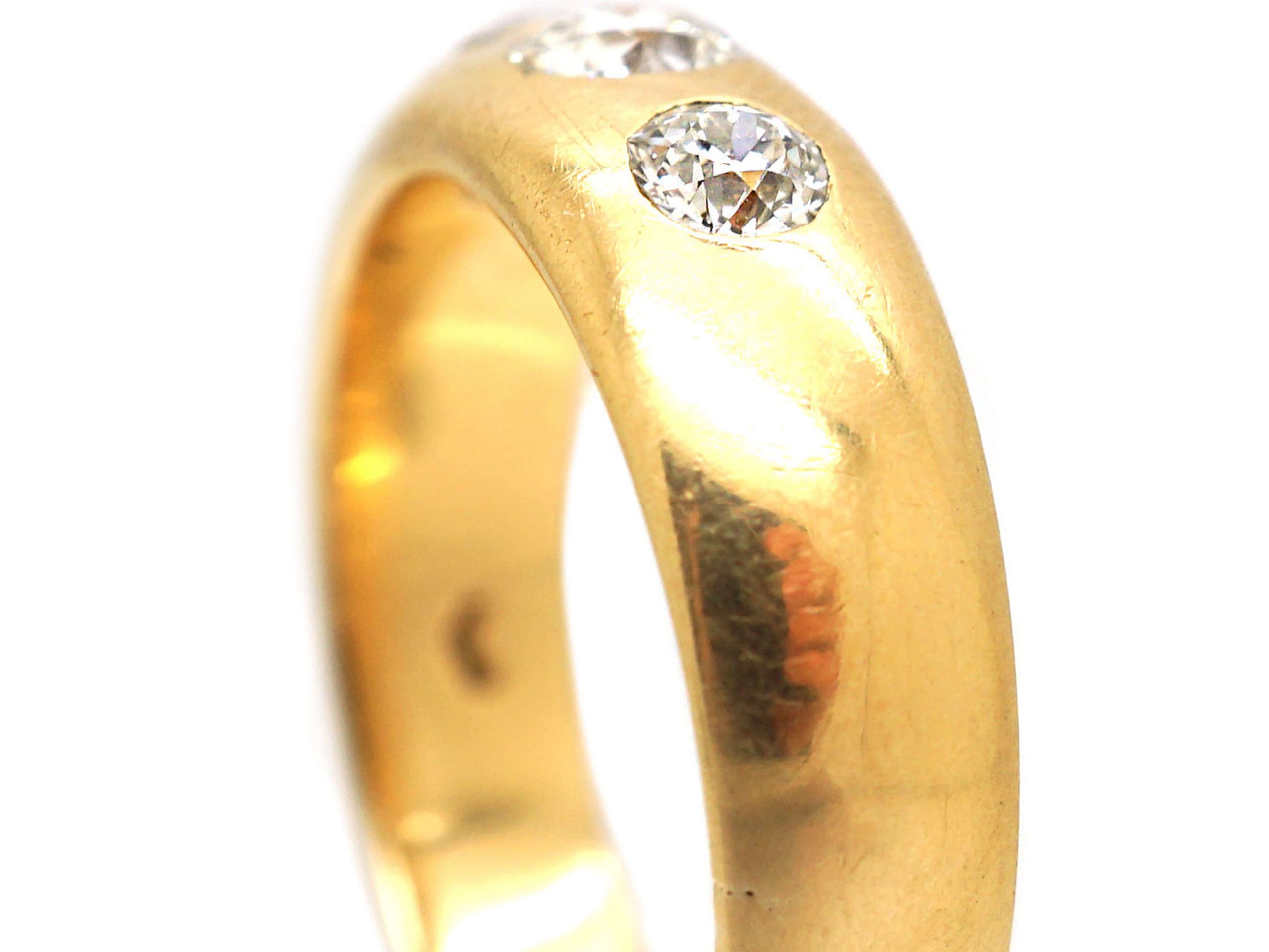 Victorian 18ct Gold Three Stone Diamond Rub Over Set Ring (42U) | The ...