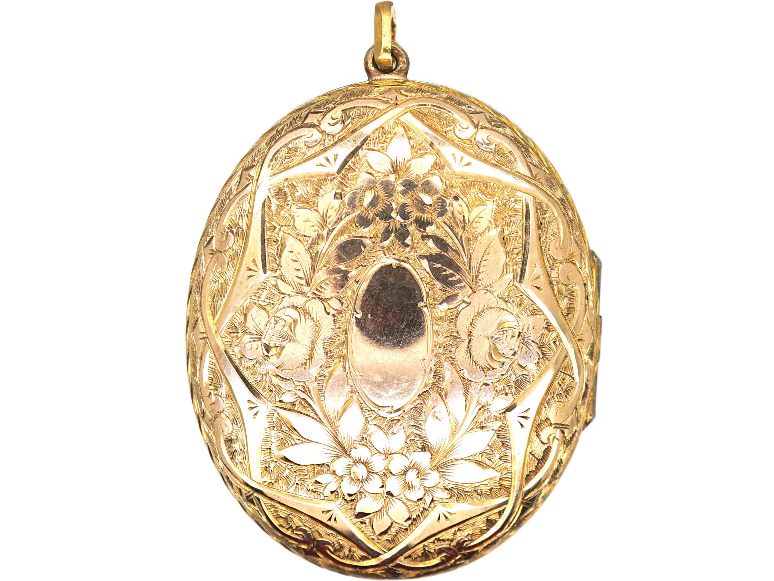 Victorian 9ct Gold & Two Colour Gold Overlay Locket with Flowers ...