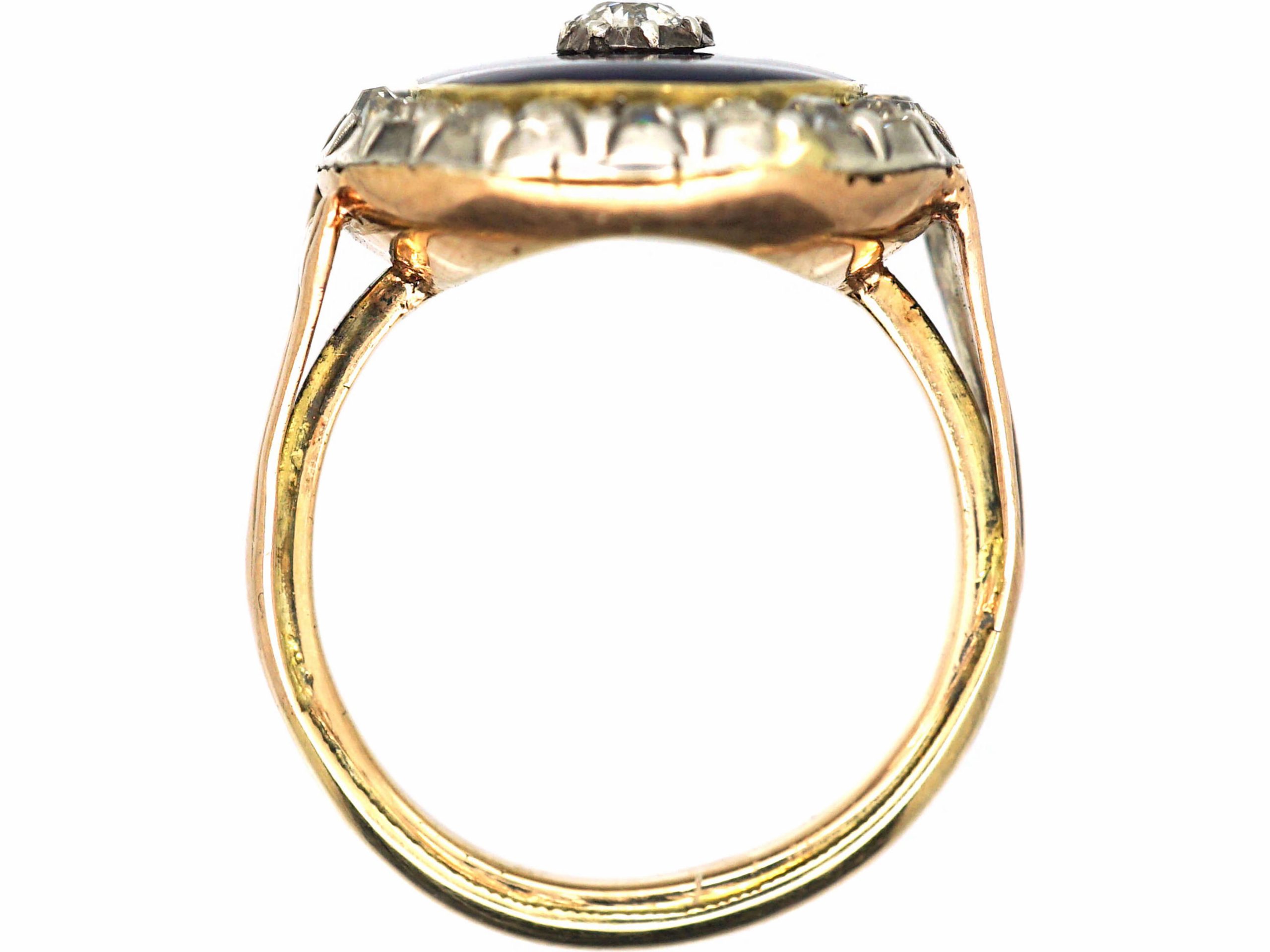 Georgian 15ct Gold, Diamond & Blue Enamel Firmament Ring (33U) | The Antique Jewellery Company