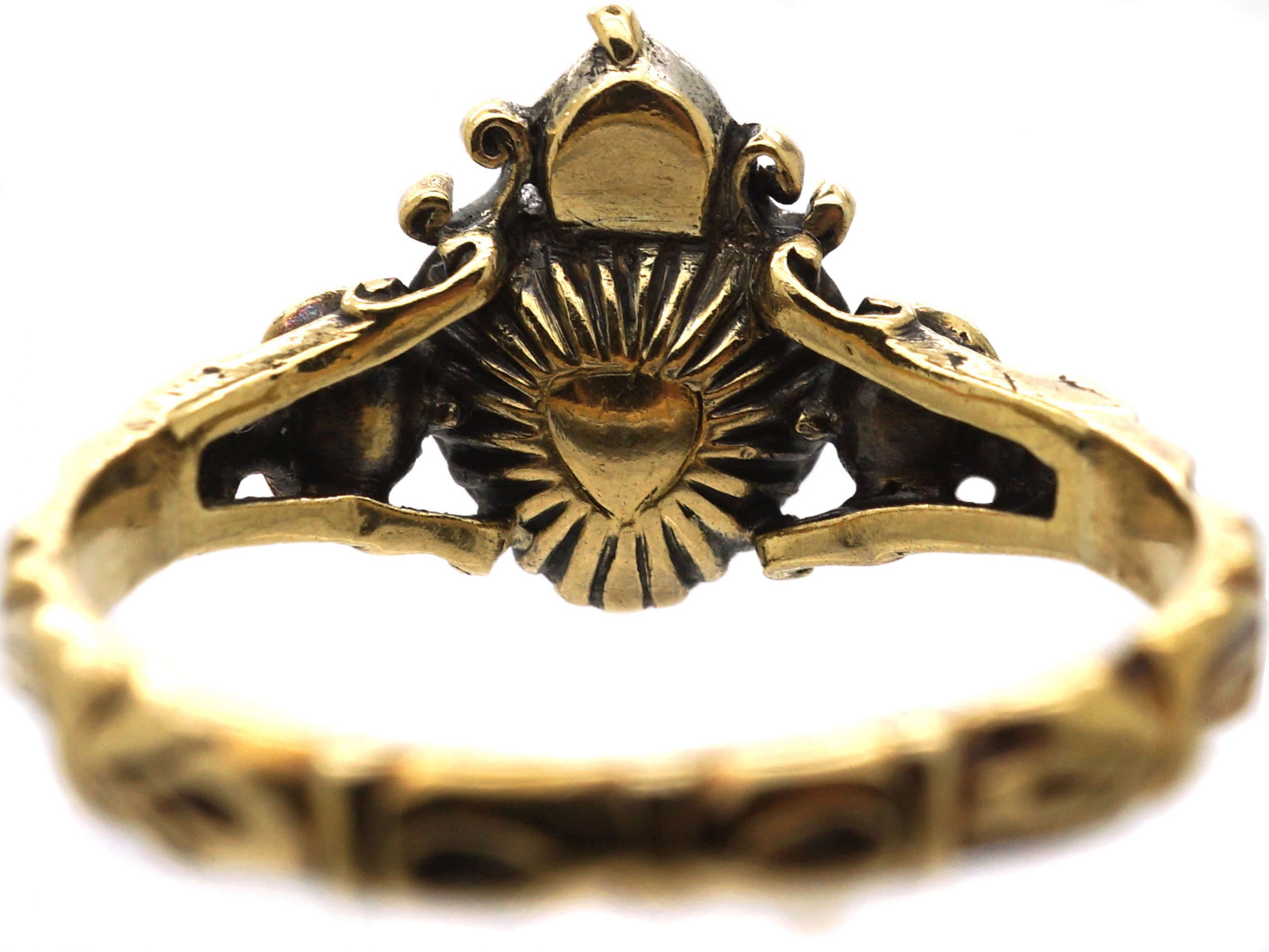 Early 18th Century Heart Shaped Ring Set With Rubies & Diamonds (25U ...