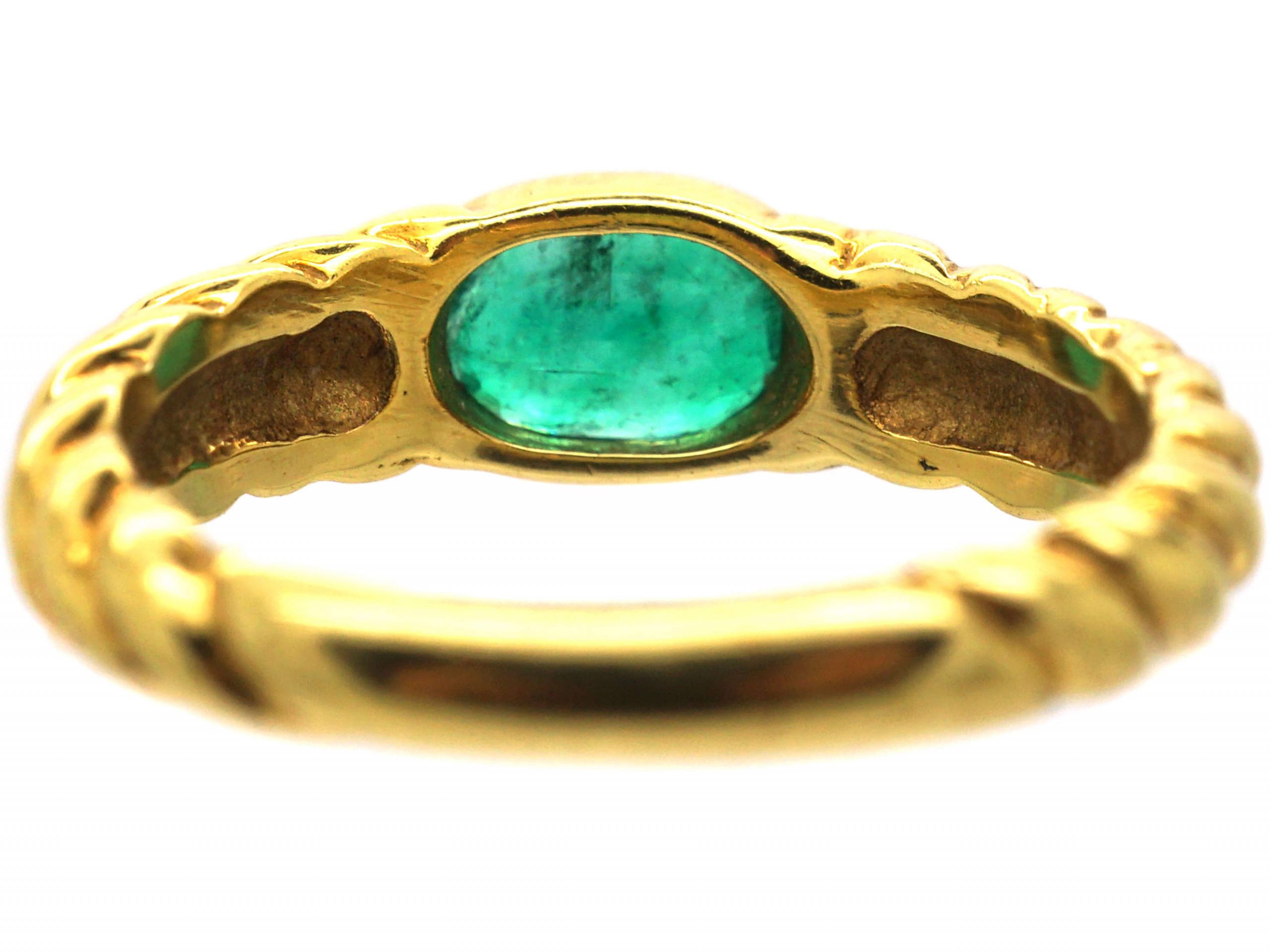 18ct Gold Coily Ring set with an Emerald (44U) | The Antique Jewellery ...
