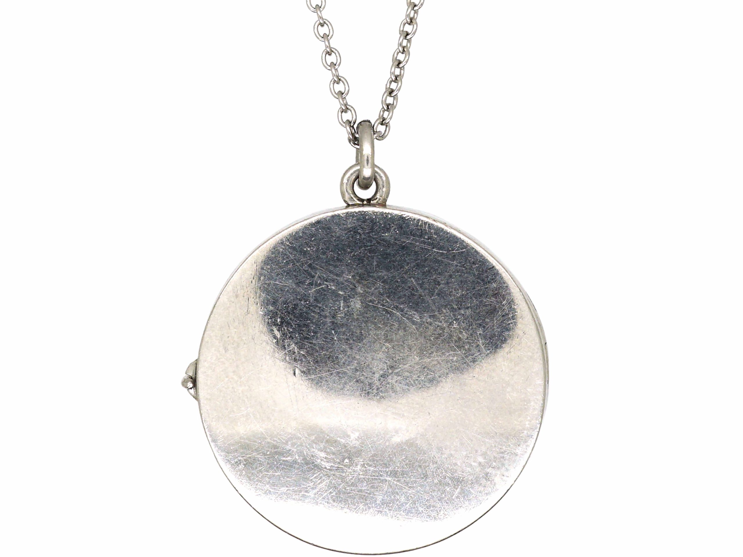 Art Deco Round Platinum Locket set with Rose Diamonds & Sapphires on ...