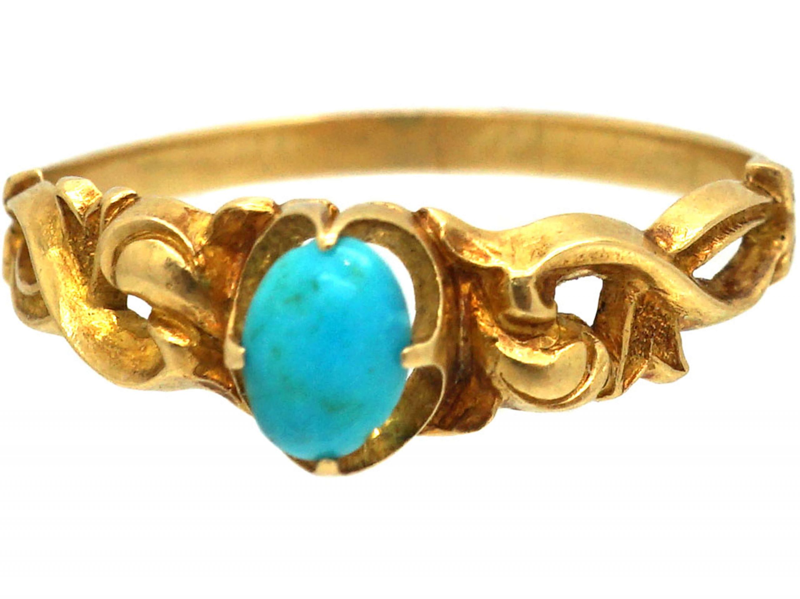 Regency 15ct Gold Ornate Ring set with a Turquoise (58U) | The Antique ...