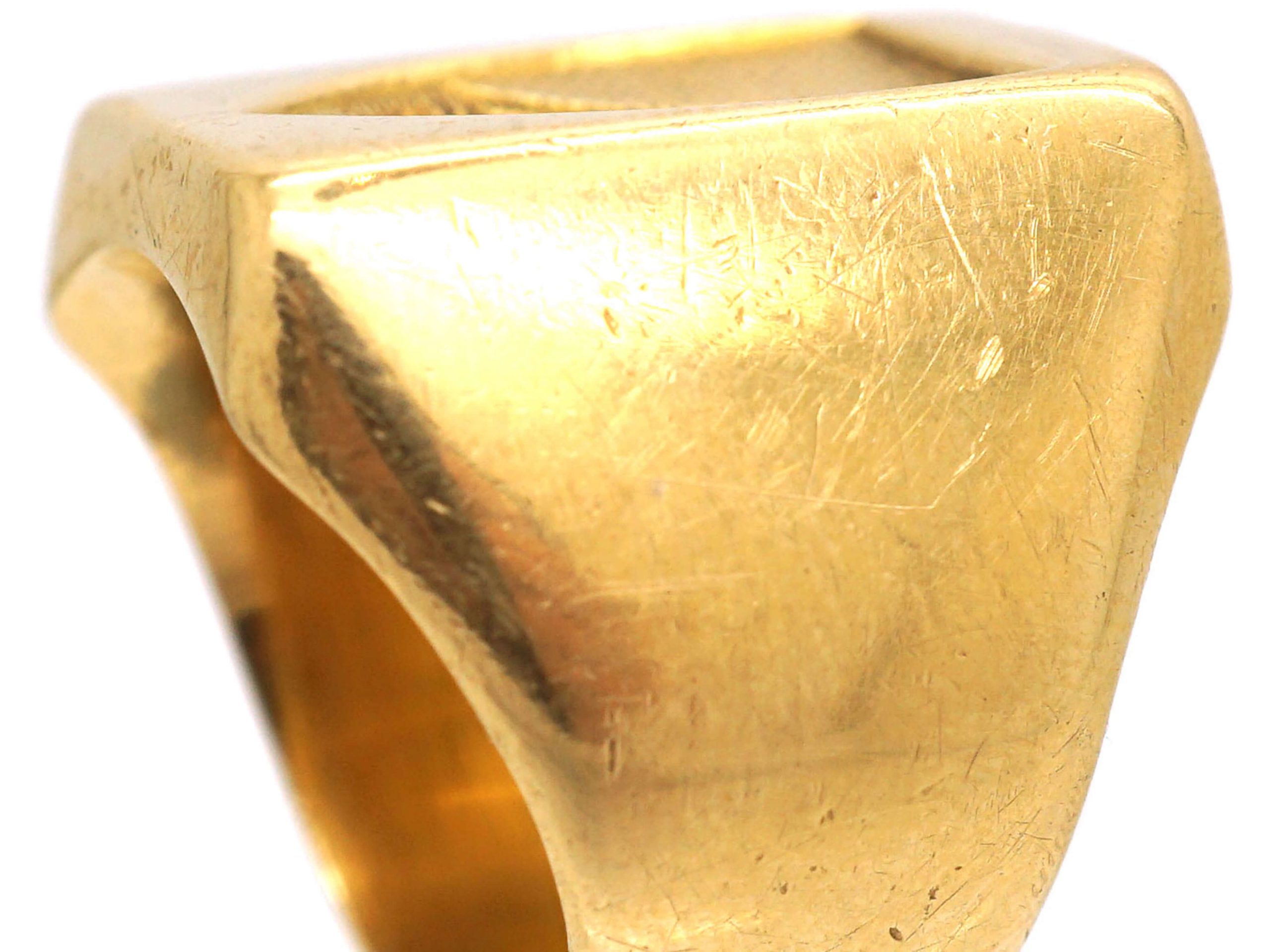 French Early 20th Century 18ct Gold Signet Ring with Eagle's Heads ...