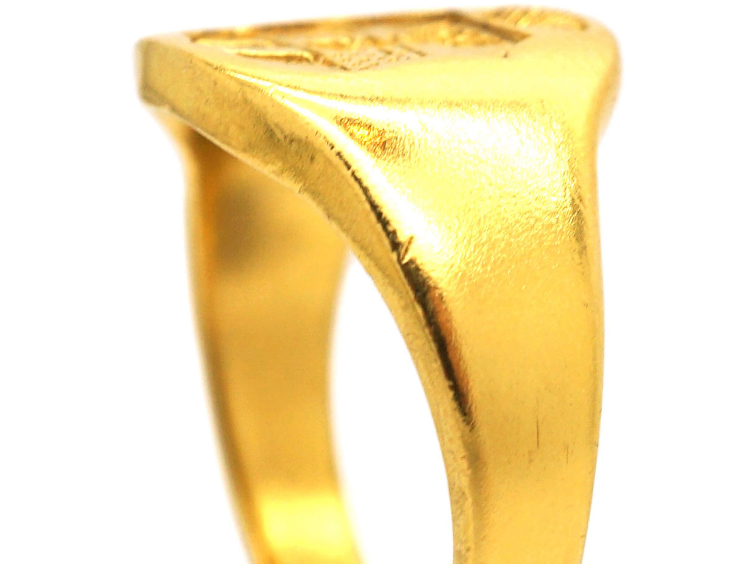 Early 20th Century 22ct Gold Signet Ring with Crest & Coronet Intaglio ...