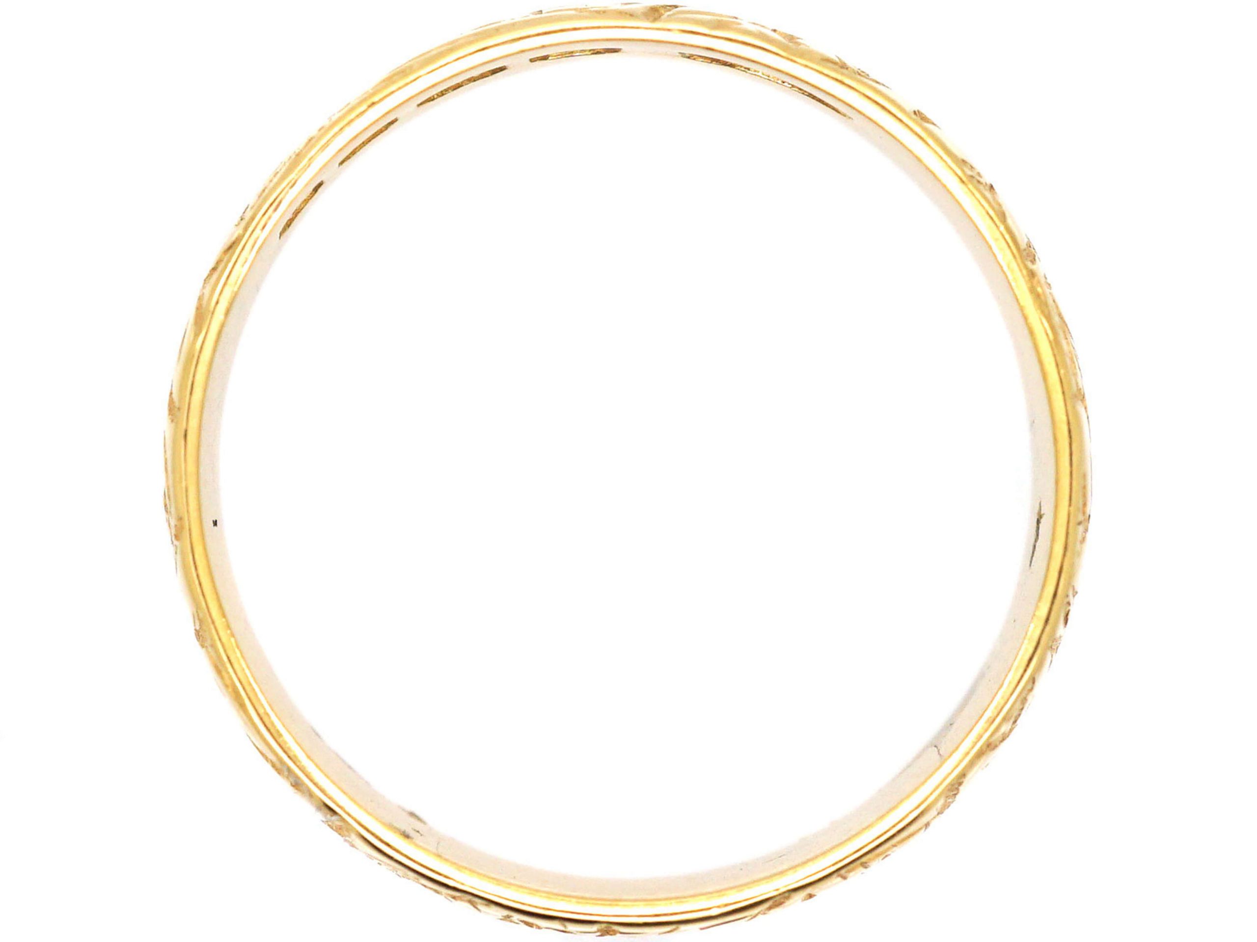 Vintage 18ct Gold Wedding Ring with Ivy Leaf Motif (67U) | The Antique ...