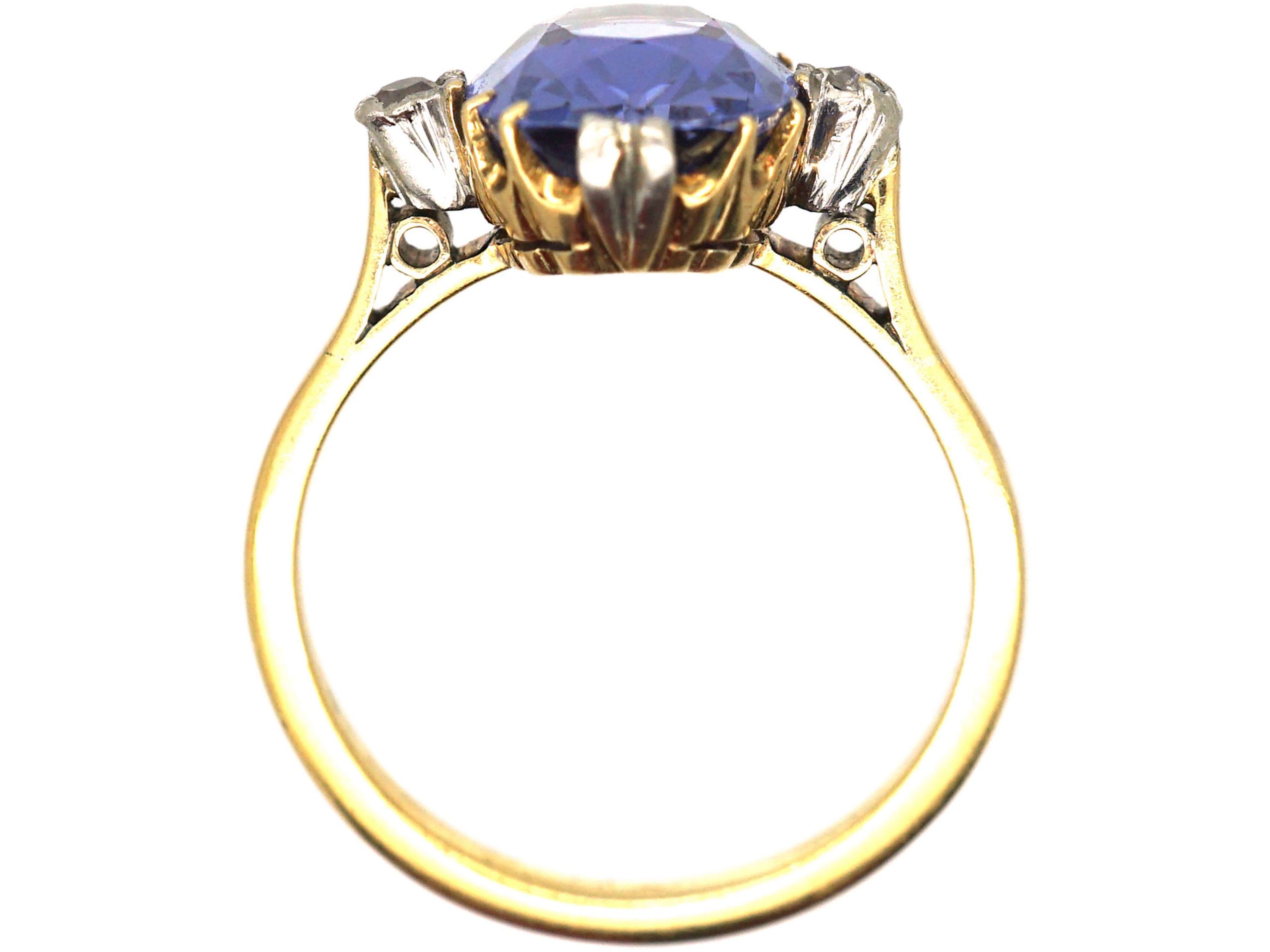Art Deco 18ct Gold Unheated Ceylon Colour Change Sapphire Ring with ...