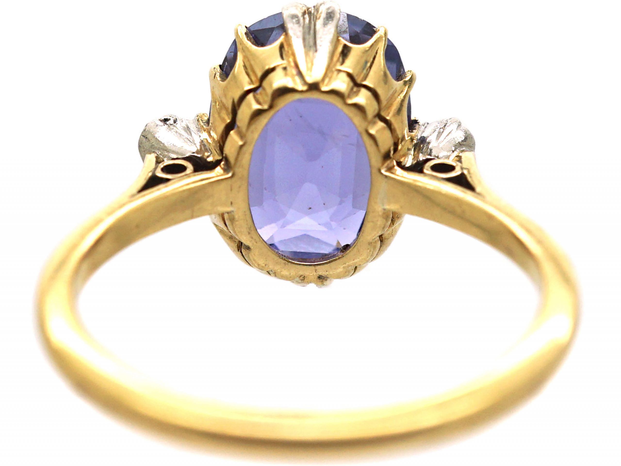Art Deco 18ct Gold Unheated Ceylon Colour Change Sapphire Ring with ...