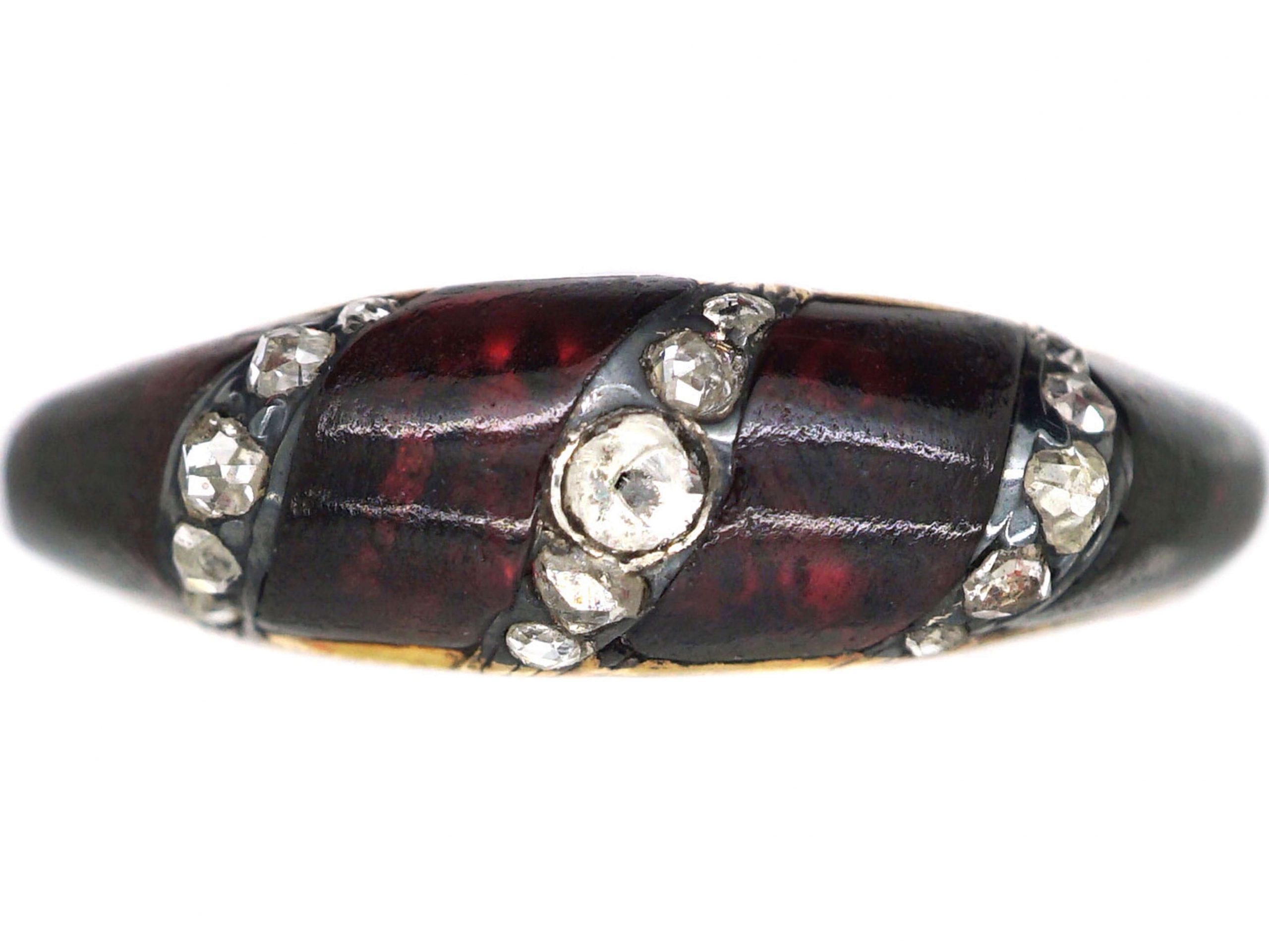 Victorian 18ct Gold Ring set with Carved Garnets & Diamonds (29U) | The ...