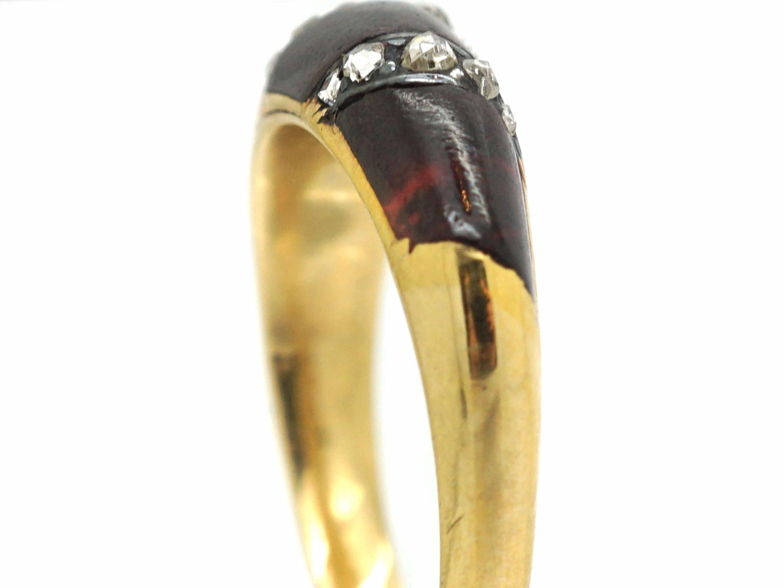 Victorian 18ct Gold Ring set with Carved Garnets & Diamonds (29U) | The ...