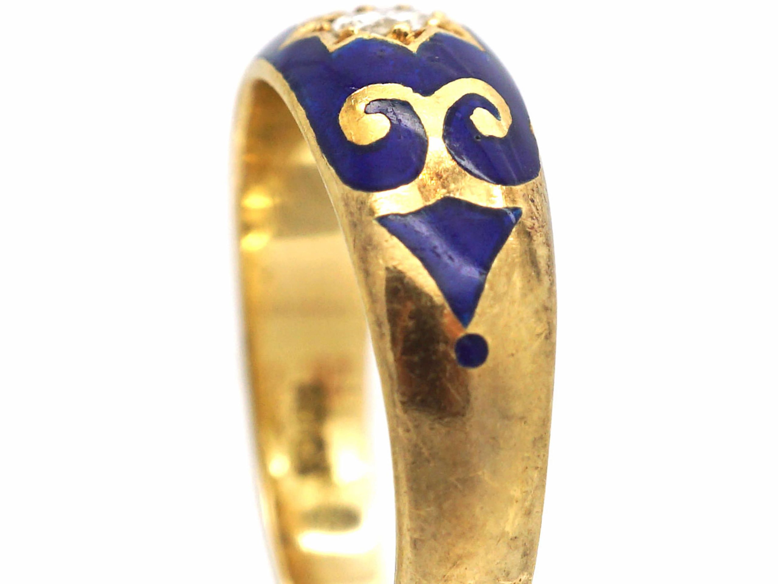 Victorian 18ct Gold, Royal Blue Enamel & Diamond Ring (114U) | The ...