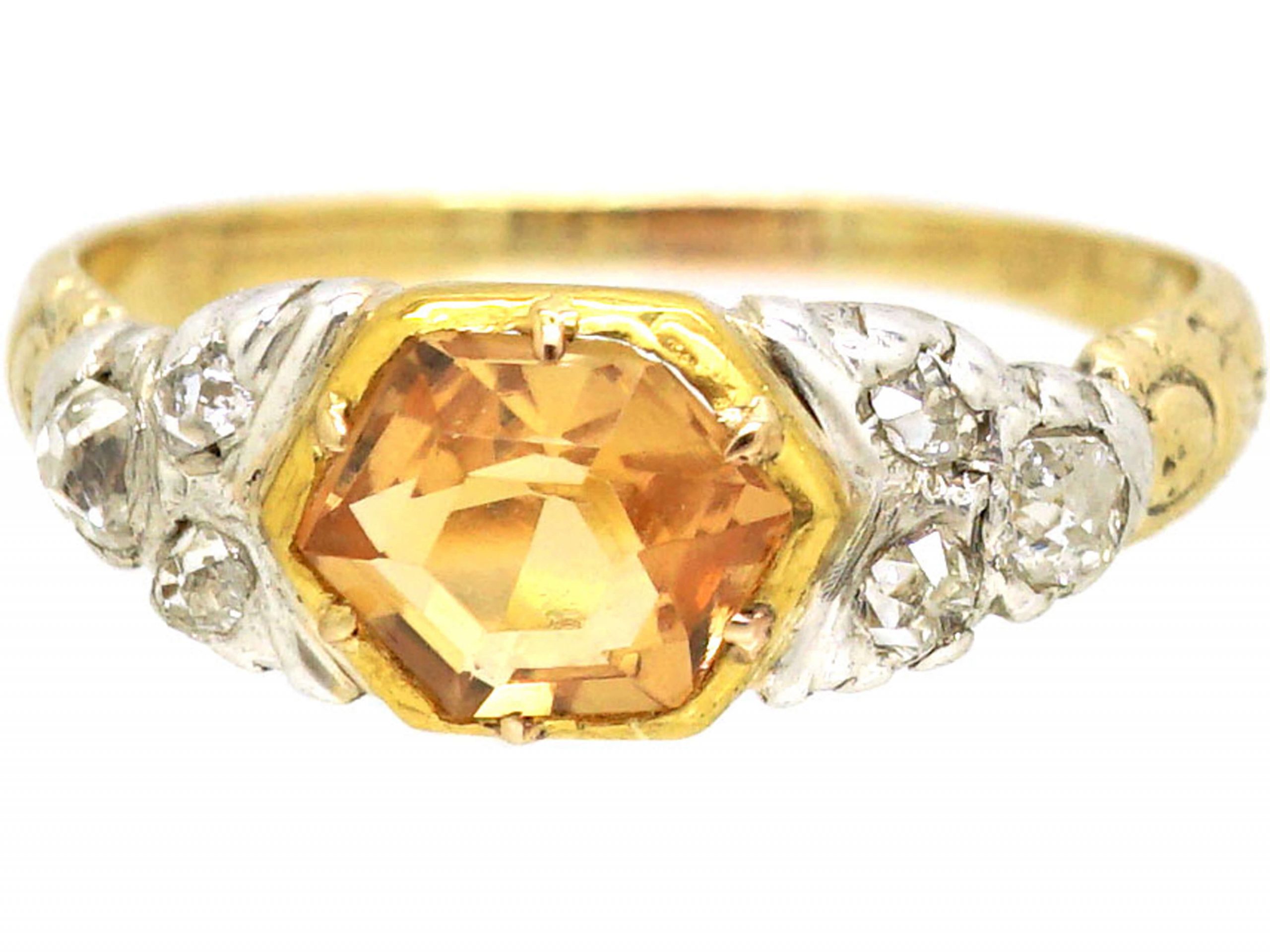 Georgian 18ct Gold, Topaz & Old Mine Cut Diamond Ring (132U) | The ...