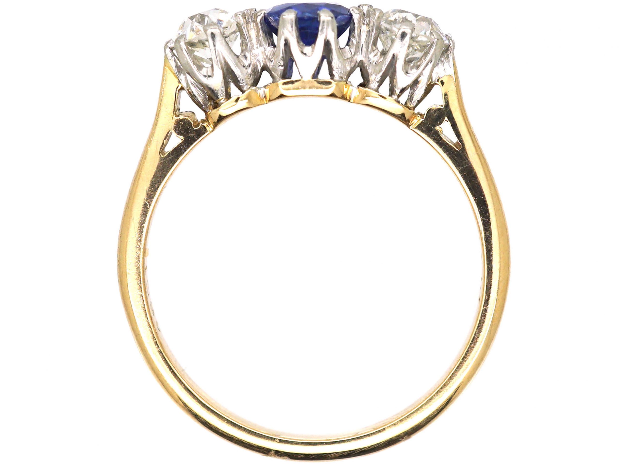 Early 20th Century 18ct Gold & Platinum, Sapphire & Diamond Three Stone ...