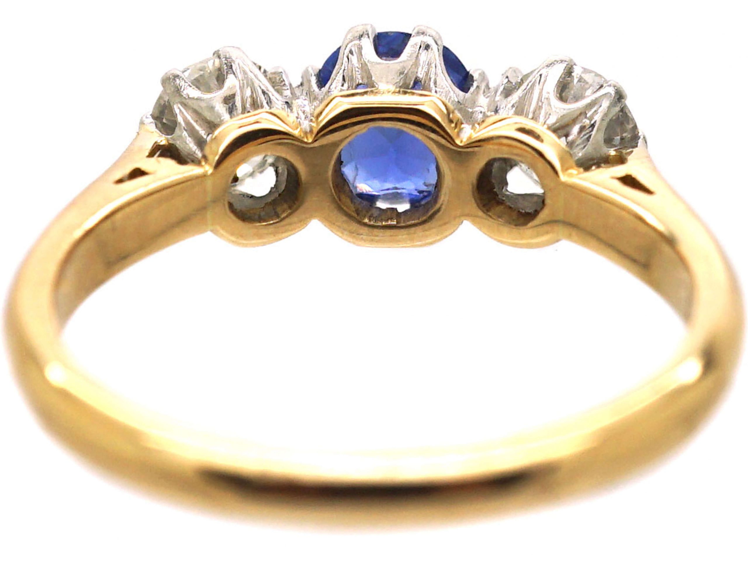 Early 20th Century 18ct Gold & Platinum, Sapphire & Diamond Three Stone ...