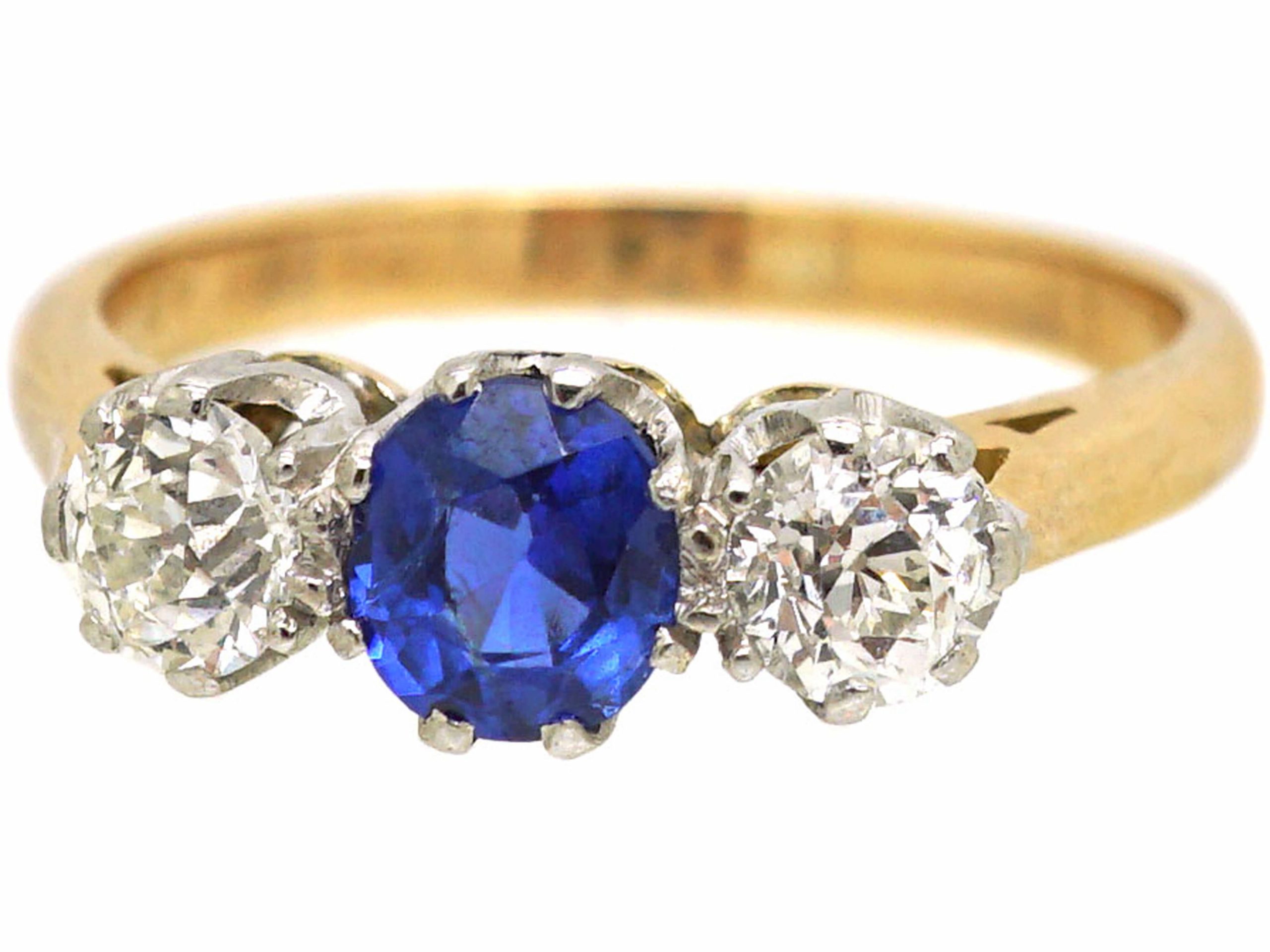 Early 20th Century 18ct Gold & Platinum, Sapphire & Diamond Three Stone ...