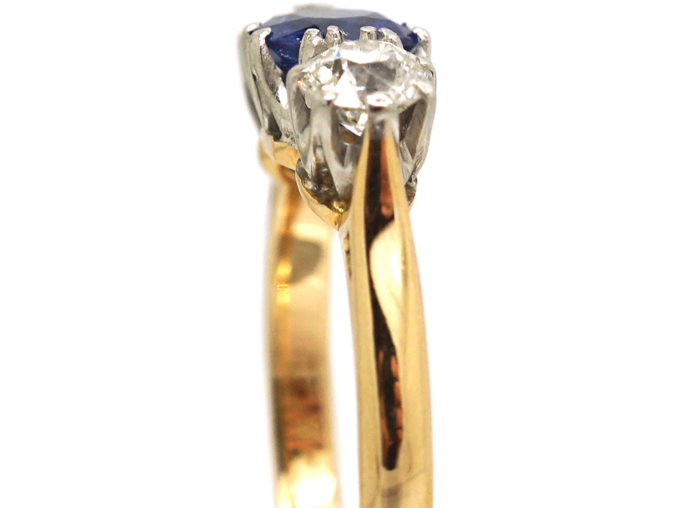 Early 20th Century 18ct Gold & Platinum, Sapphire & Diamond Three Stone ...