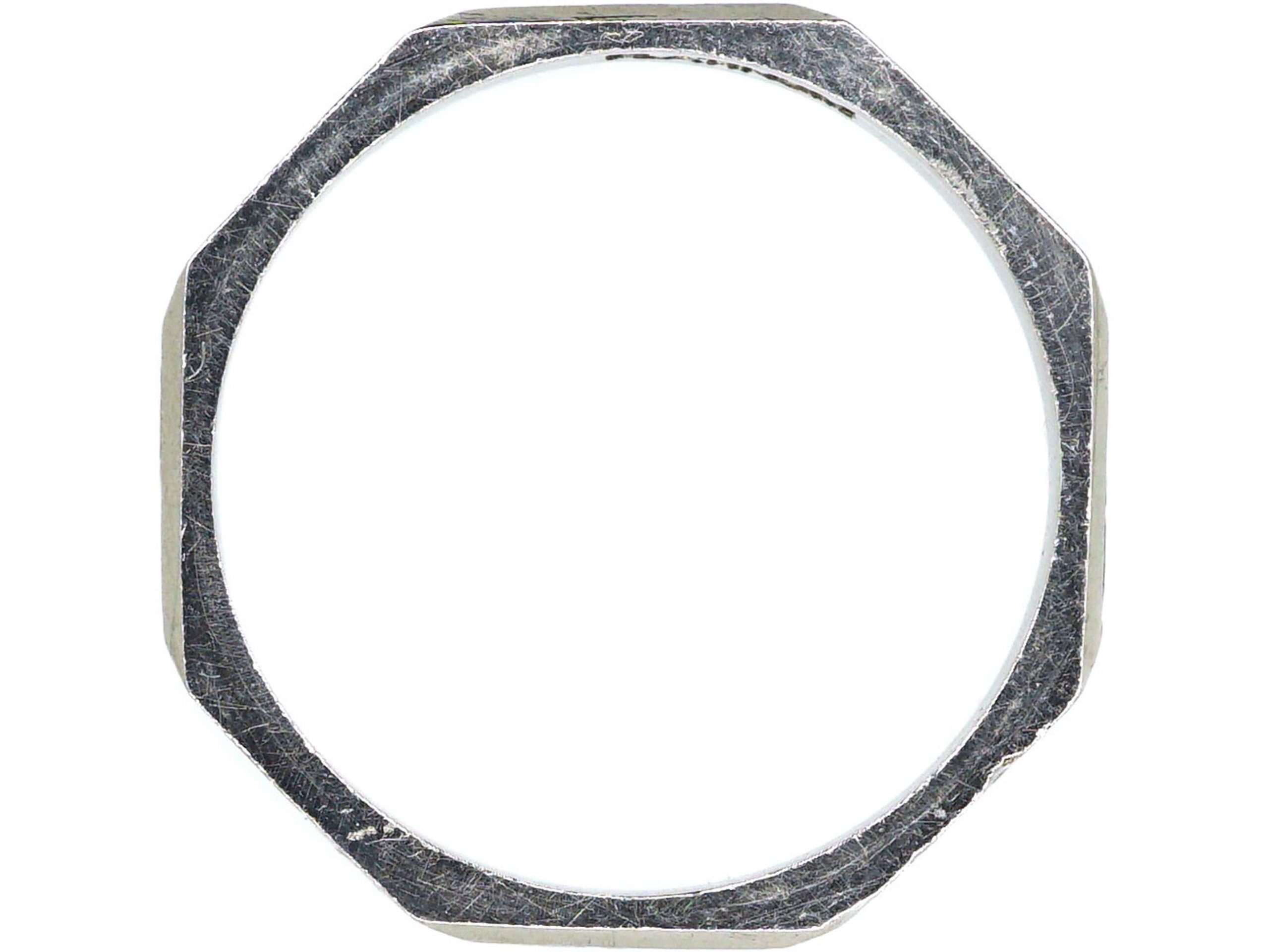 Art Deco Platinum Wedding Hexagonal Ring with Engraved Detail (117U ...