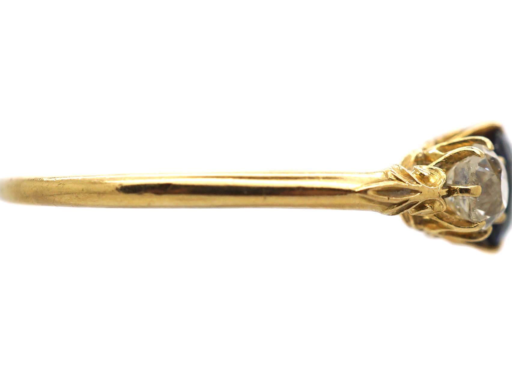 Edwardian 18ct Gold, Three Stone Sapphire & Diamond Ring (139U) | The ...