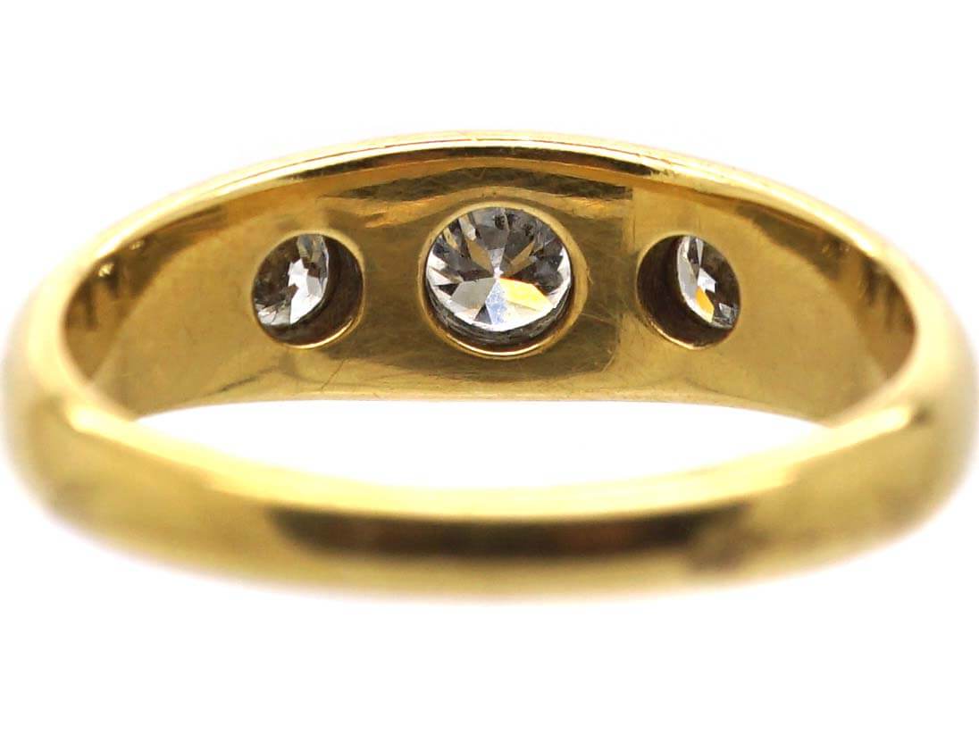 Edwardian 18ct Gold, Three Stone Diamond Rub Over Set Ring (138U) | The ...