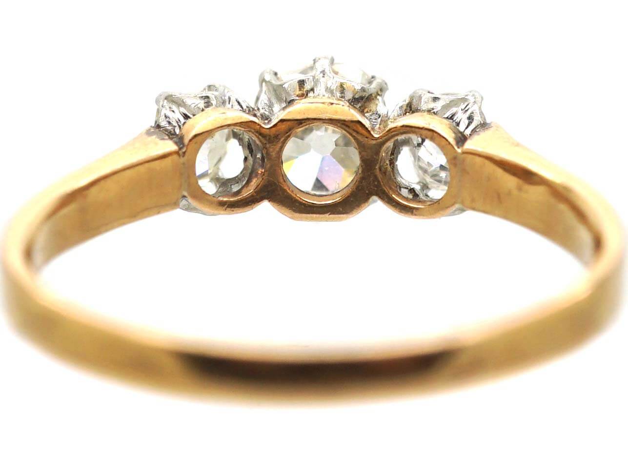 Late 19th Century 18ct Gold, Old Mine Cut Three Stone Diamond Ring ...