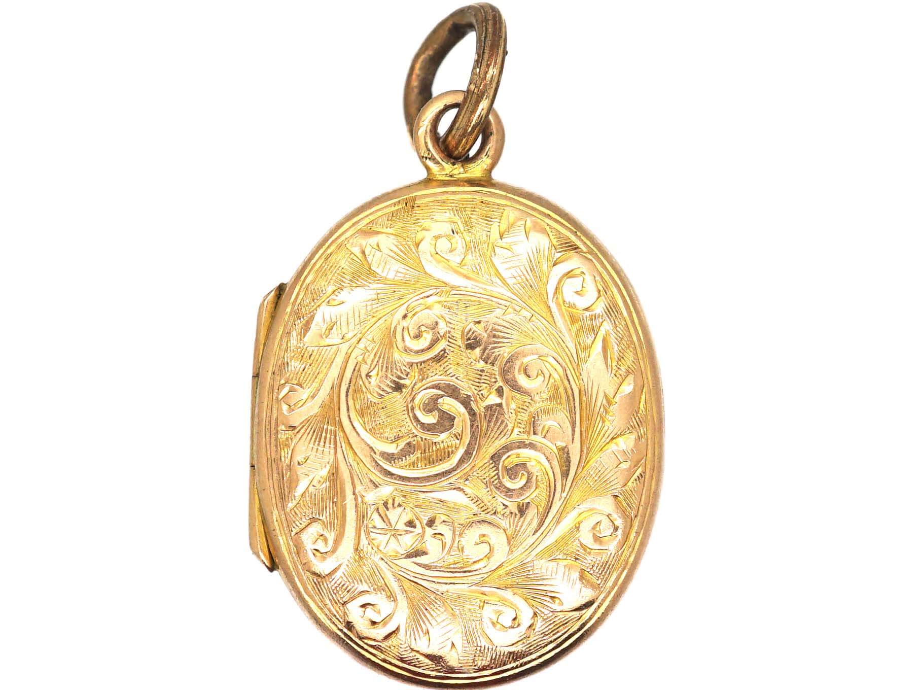 Victorian 9ct Back & Front Oval Locket with Engraved Detail (155U ...