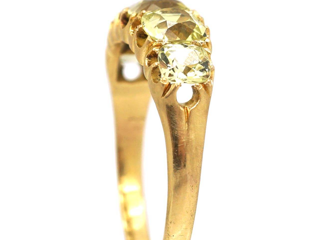 Victorian 18ct Gold & Chrysolite Five Stone Ring (181U) | The Antique ...