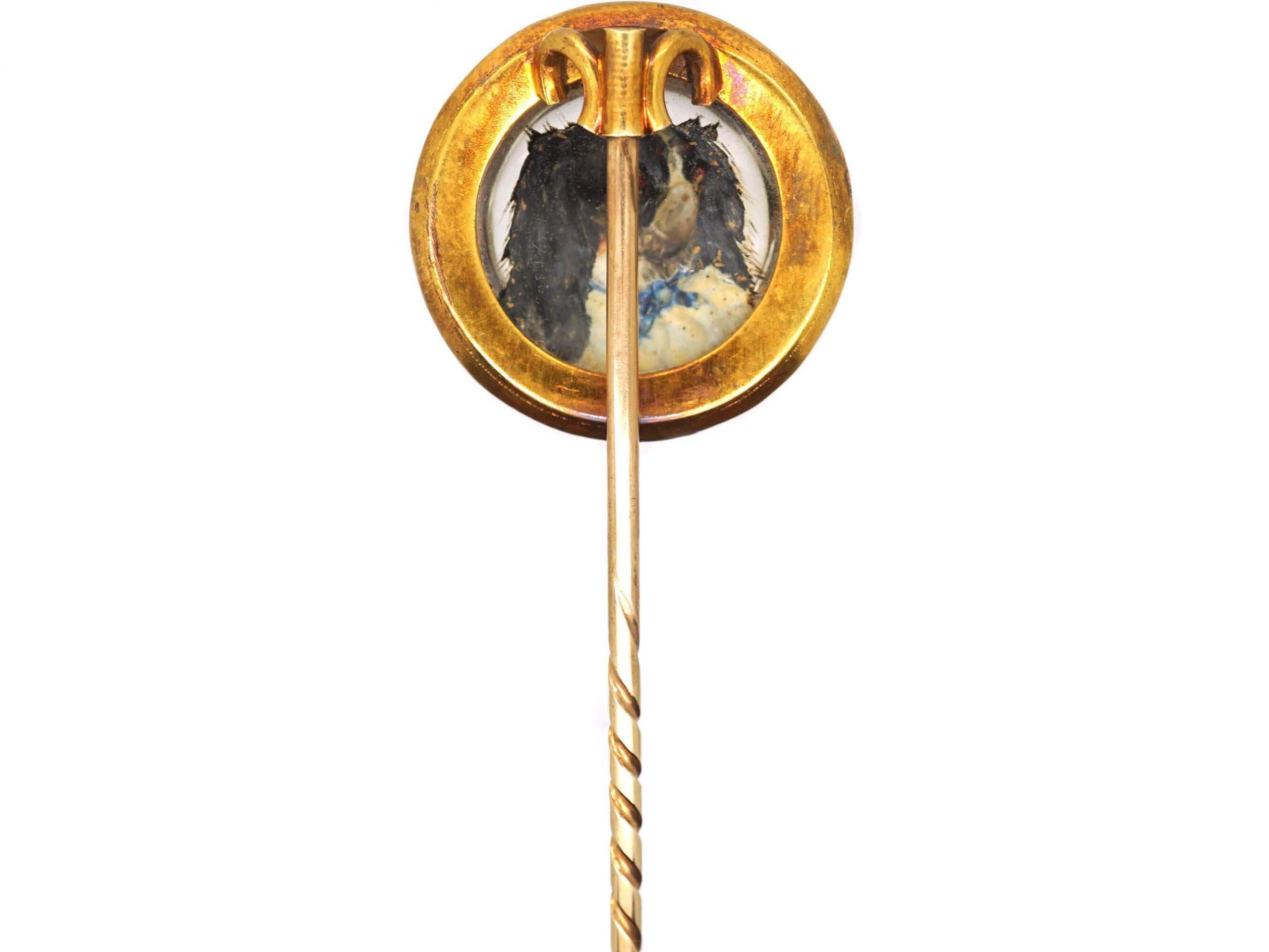 Victorian 18ct Gold Tie Pin with Reverse Intaglio Rock Crystal of a ...