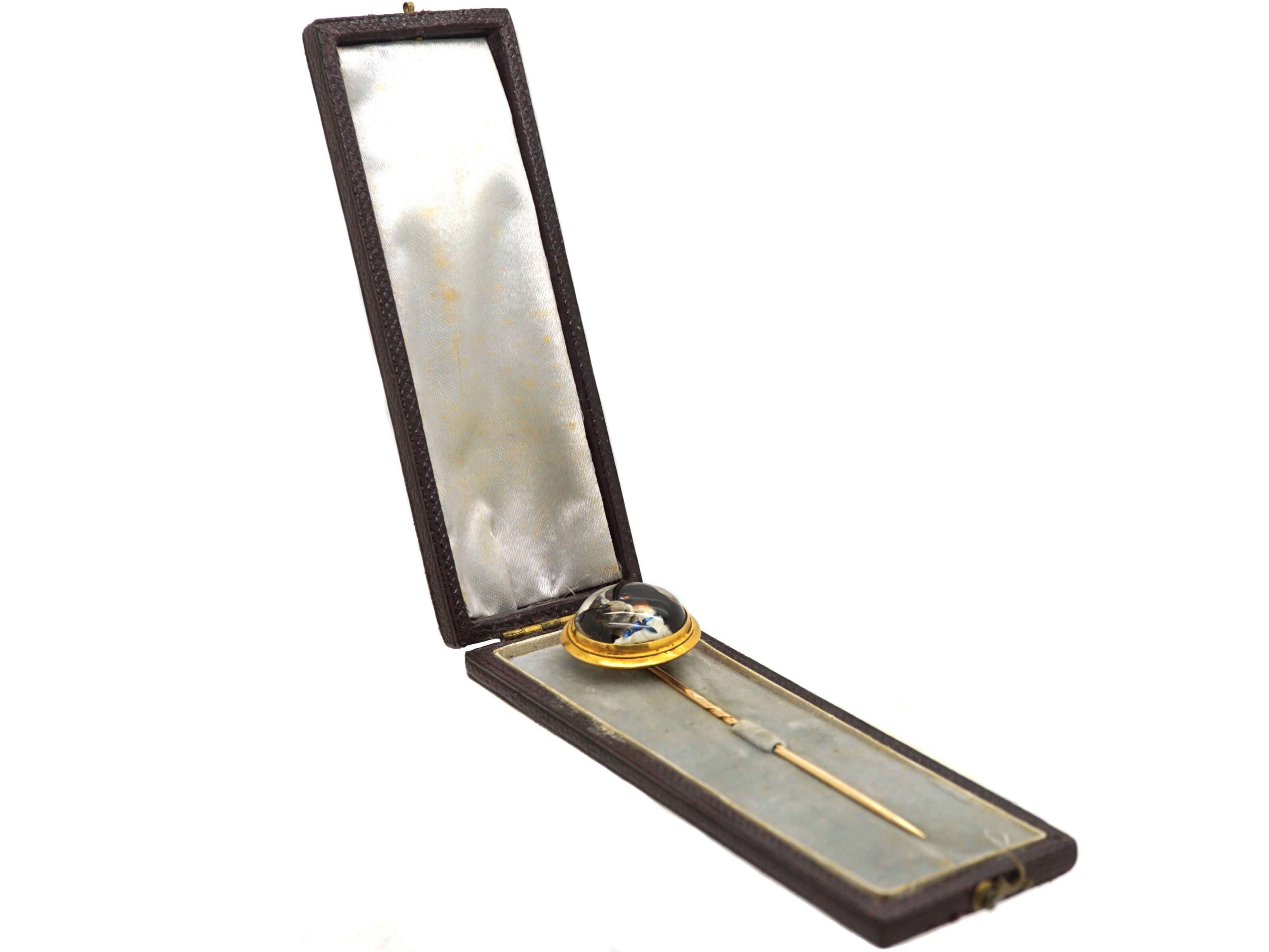 Victorian 18ct Gold Tie Pin with Reverse Intaglio Rock Crystal of a ...