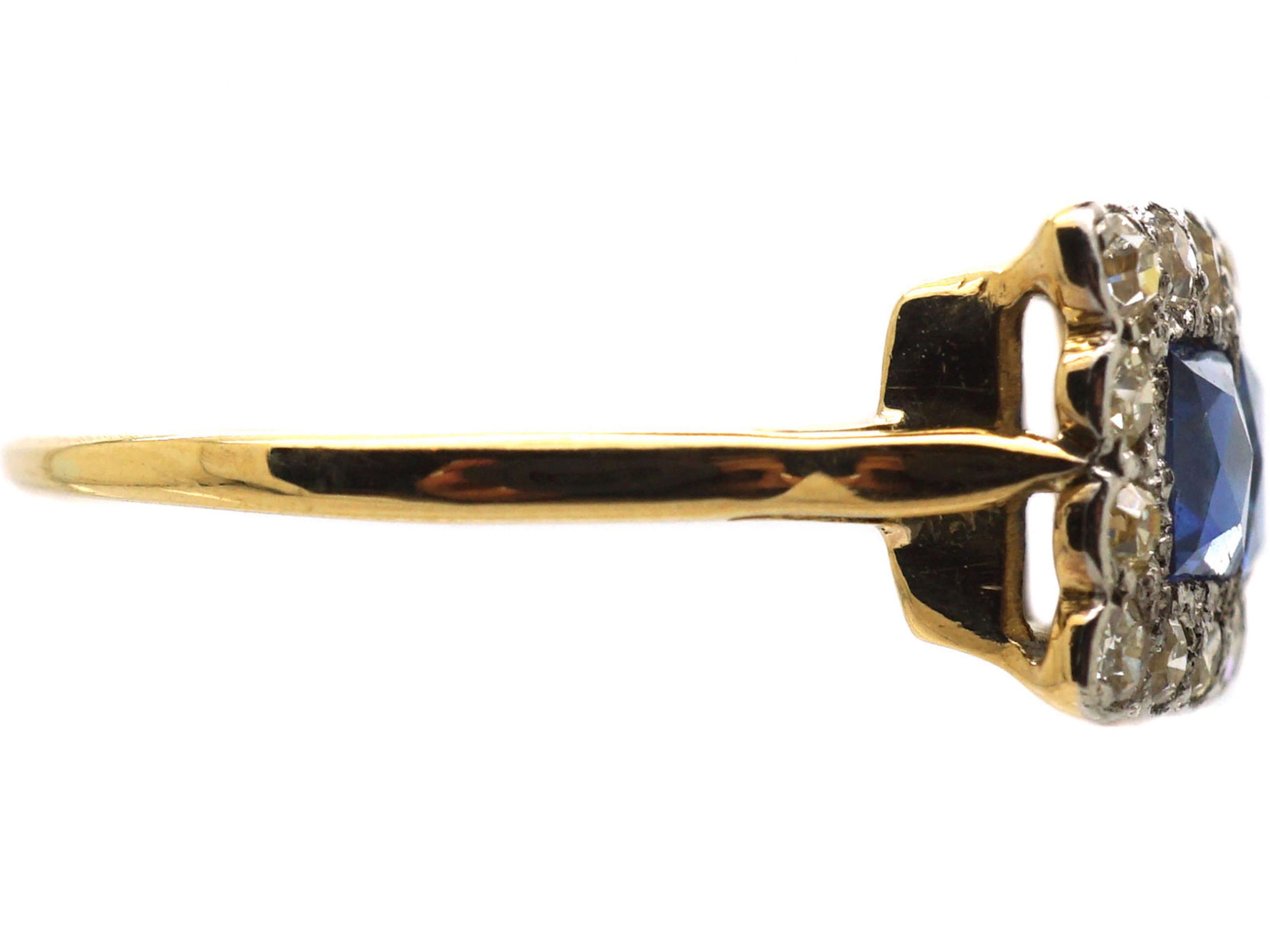 Art Deco 18ct & Platinum, Three Stone French Cut Sapphire & Diamond ...