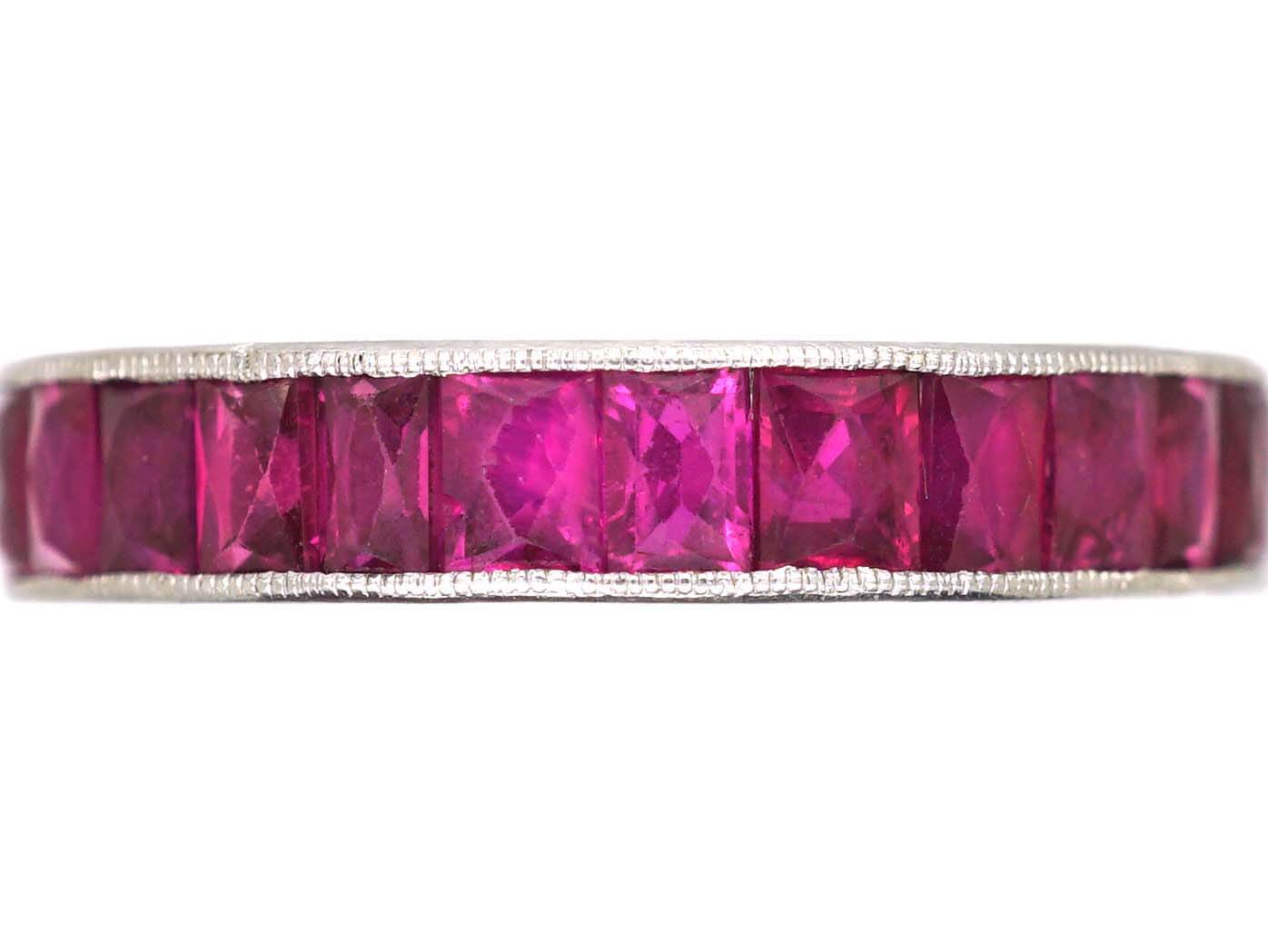 Art Deco Platinum & French Cut Ruby Eternity Ring (198U) | The Antique ...