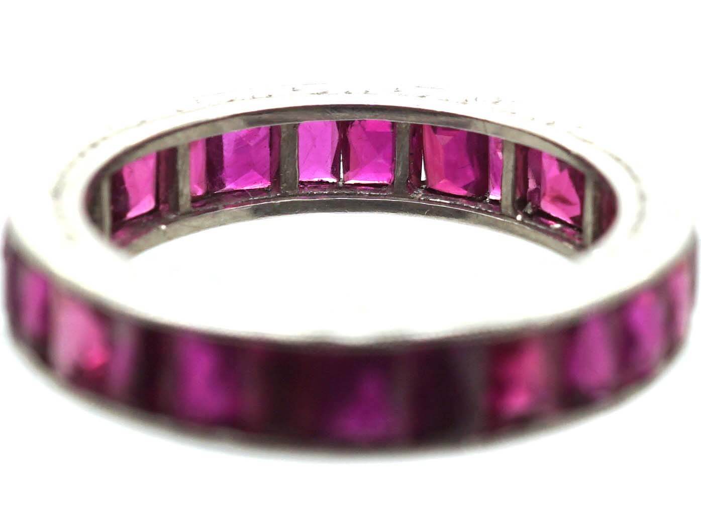 Art Deco Platinum & French Cut Ruby Eternity Ring (198U) | The Antique ...
