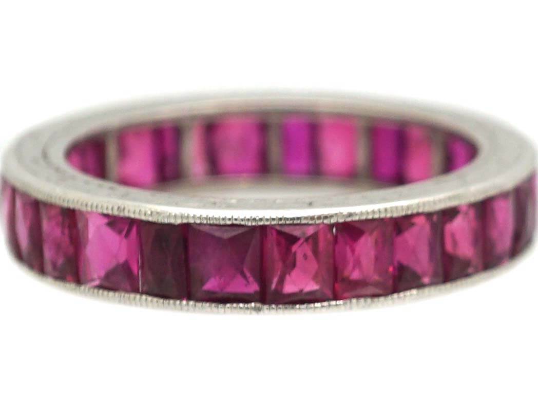 Art Deco Platinum & French Cut Ruby Eternity Ring (198U) | The Antique ...